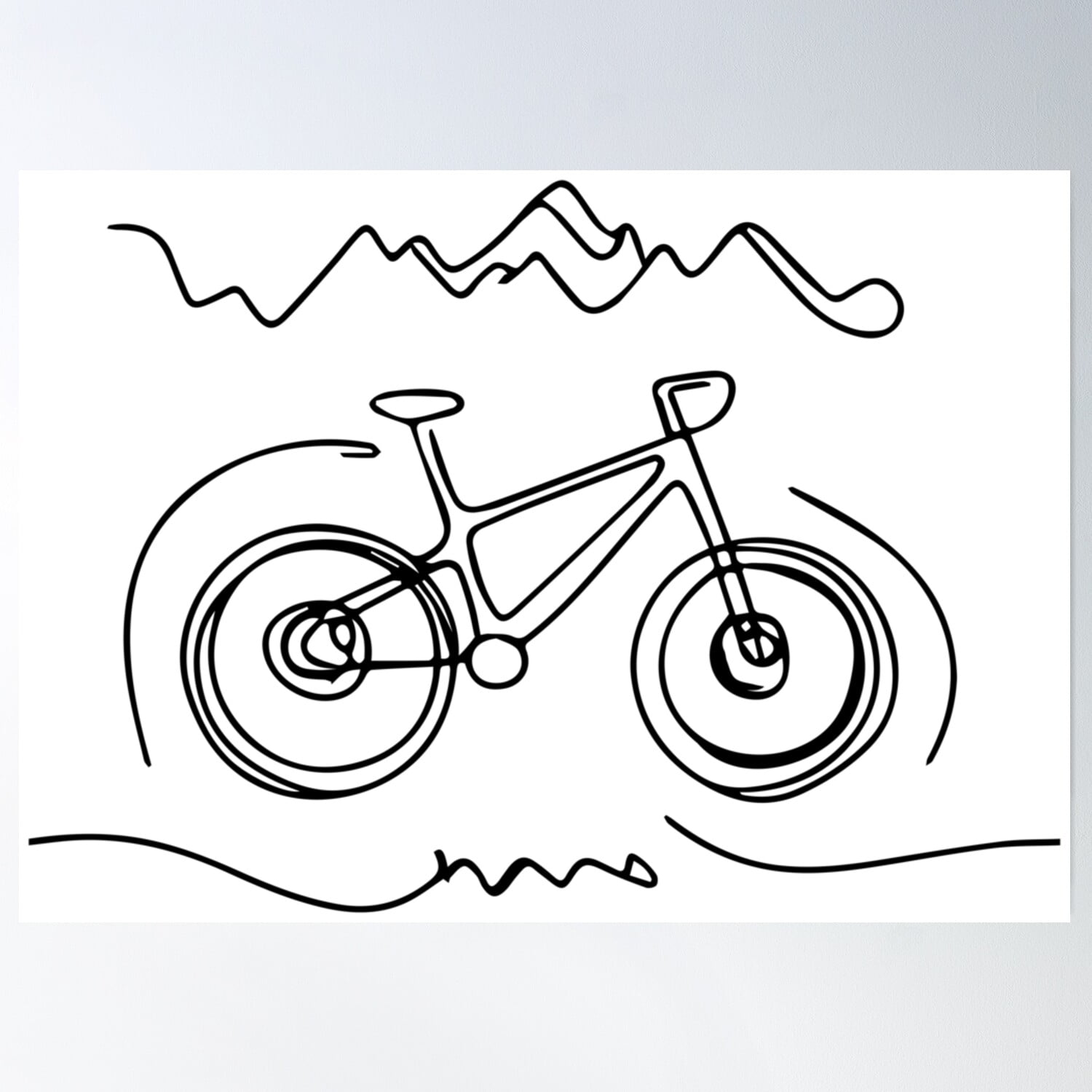 Bloom Theory The Shape Of The Mountain Bike - Line Art - Mtb Poster ...