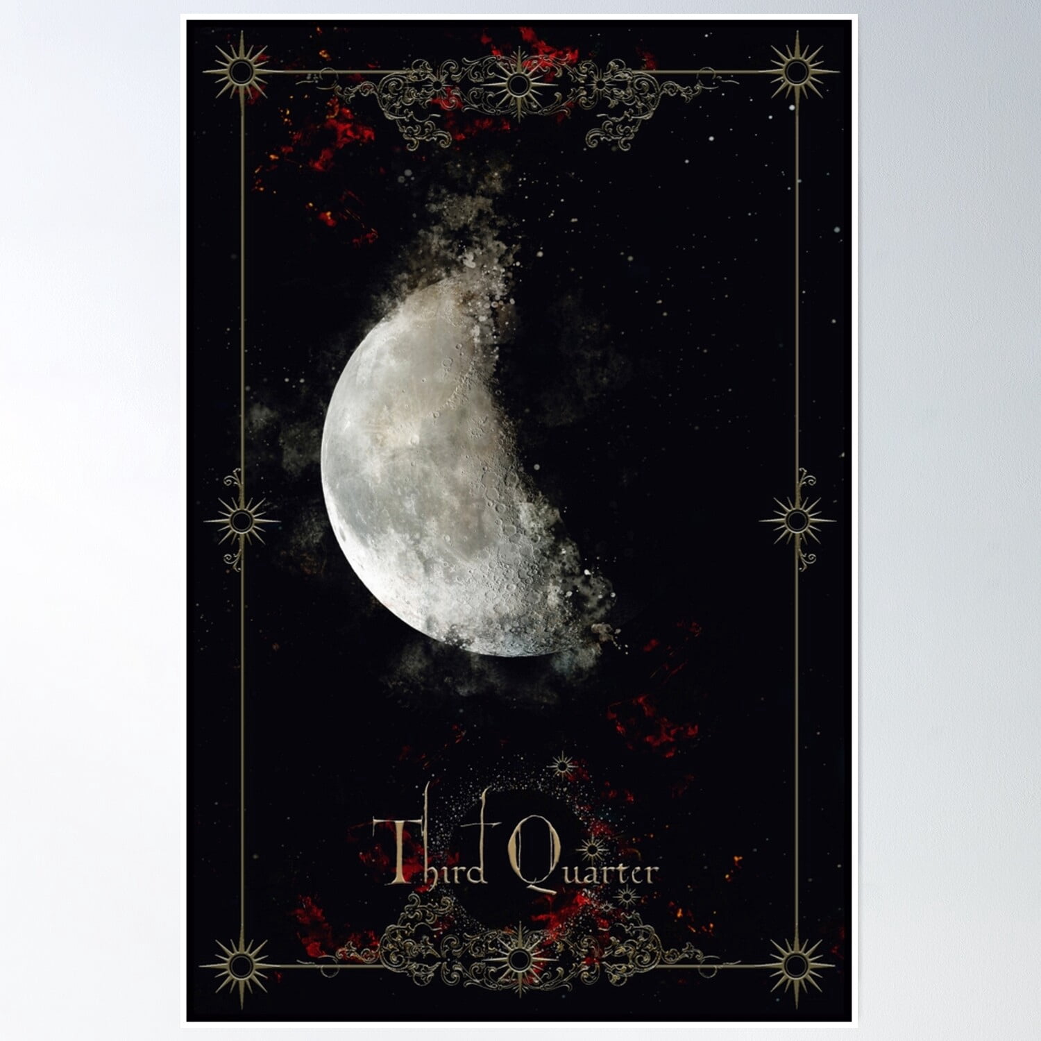 Bloom Theory Third Quarter Moon Poster Wall Art, Modern Wall Decor ...