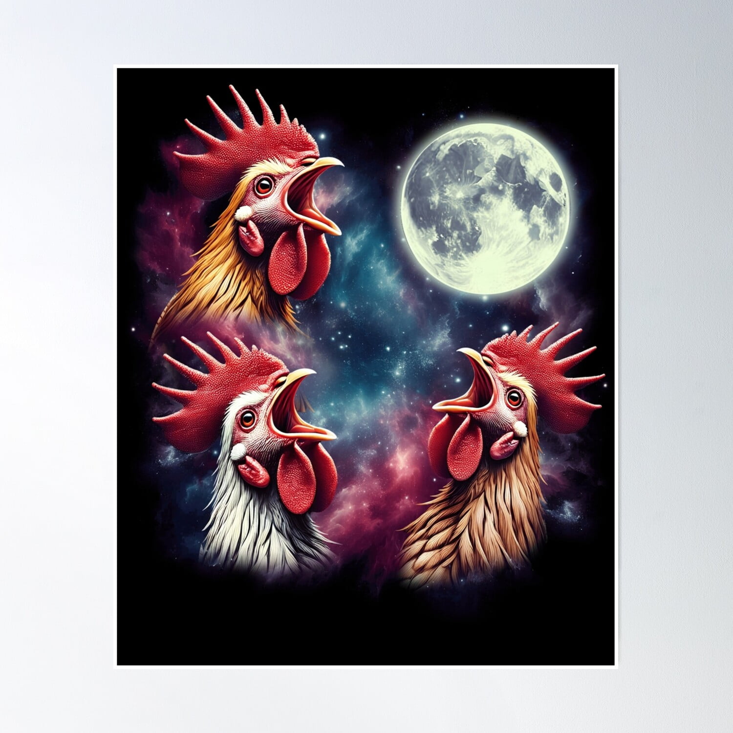 Bloom Theory Three Chickens Howling At Moon Funny Farmer Weird Cursed ...