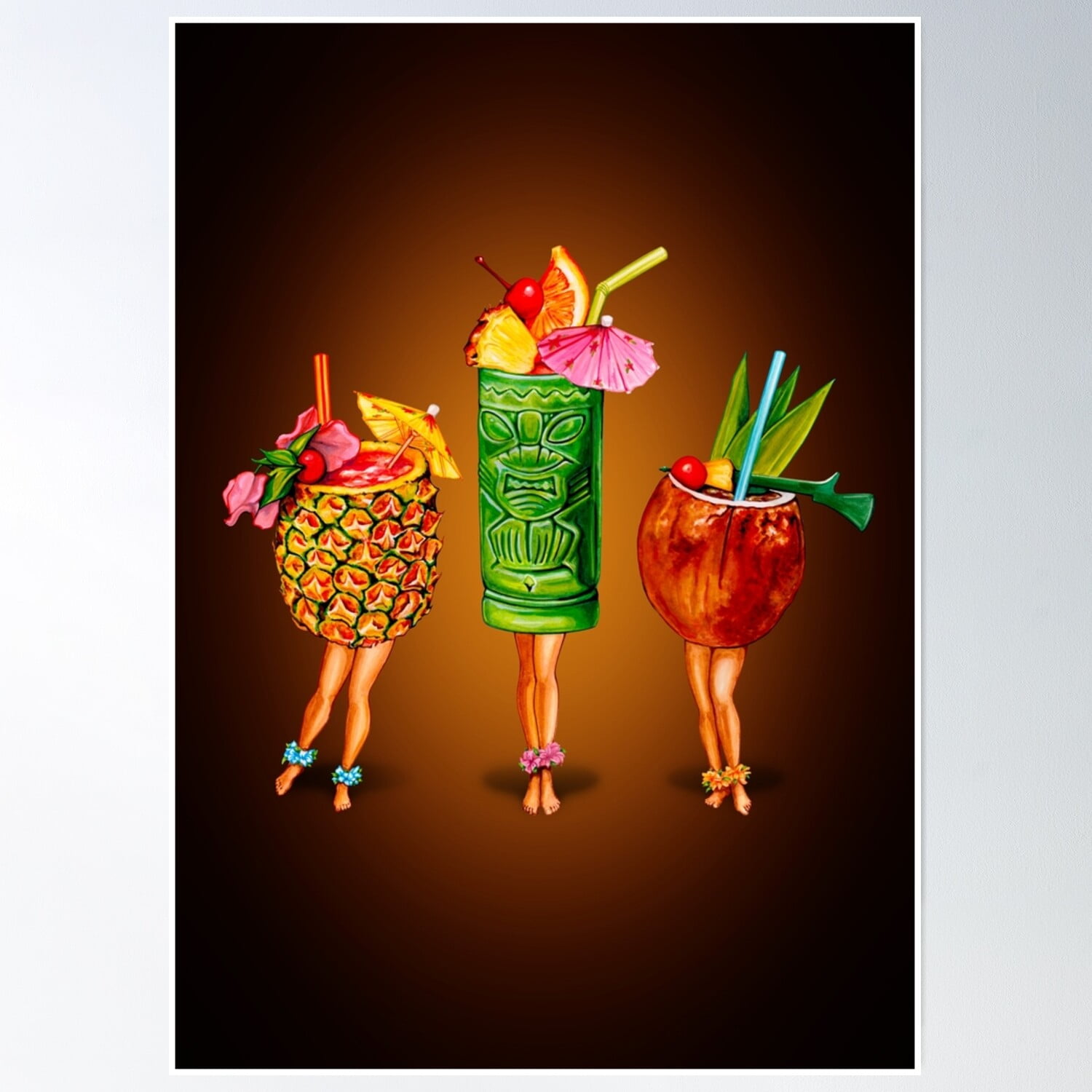 Bloom Theory Tiki Cocktail Pin-Ups Poster Wall Art, Modern Wall Decor ...