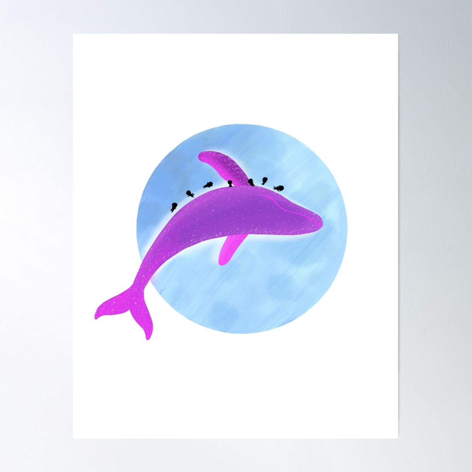 Bloom Theory Tiny Army Whale Moon Poster Wall Art, Modern Wall Decor ...