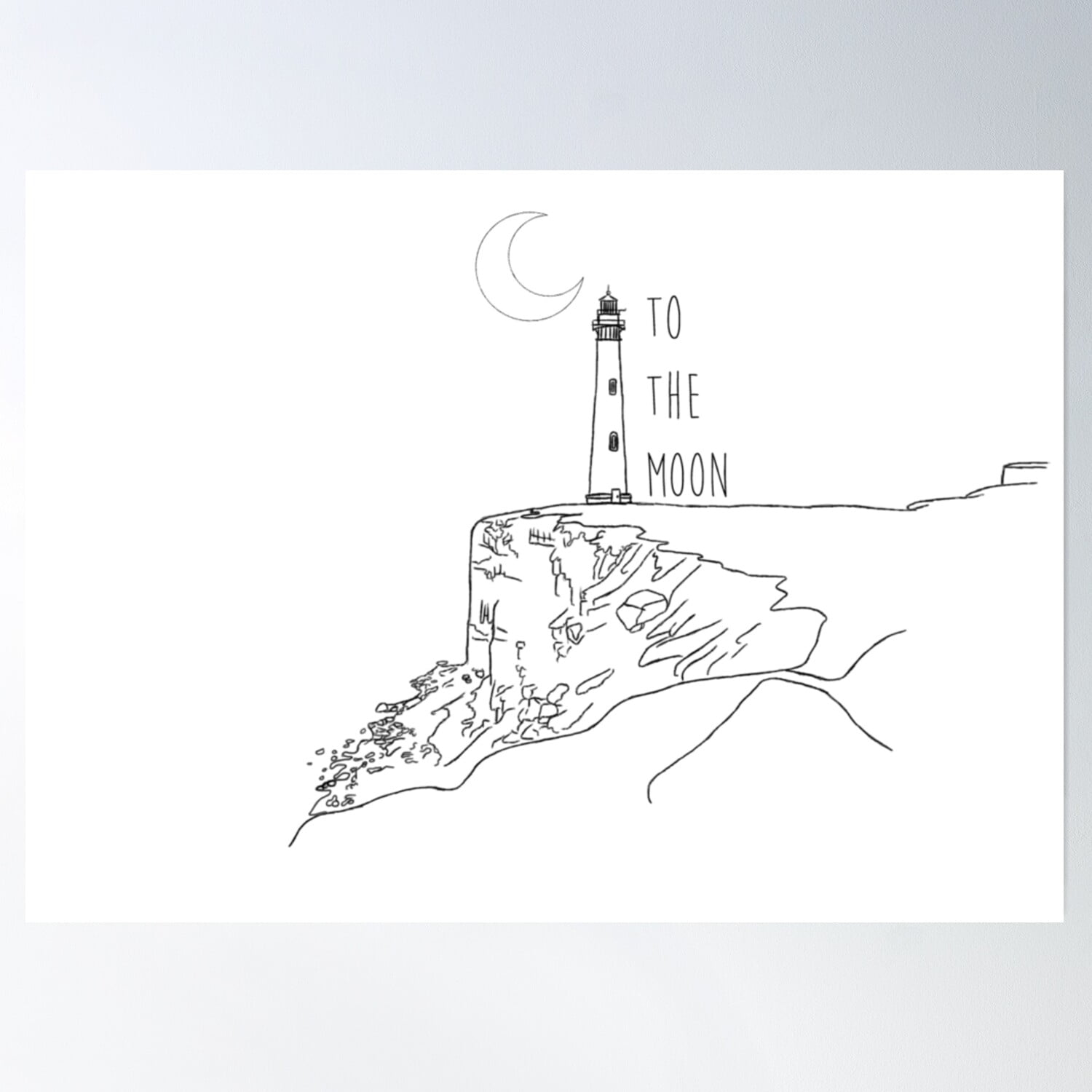 Bloom Theory To The Moon Lighthouse Poster Wall Art, Modern Wall Decor ...