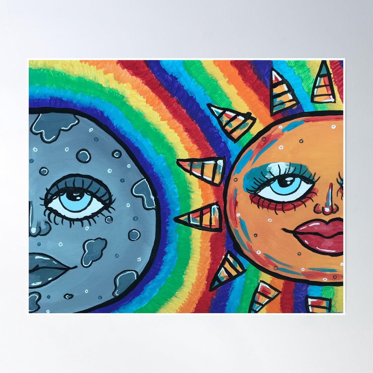 Bloom Theory Trippy Sun And Moon Poster Wall Art, Modern Wall Decor ...
