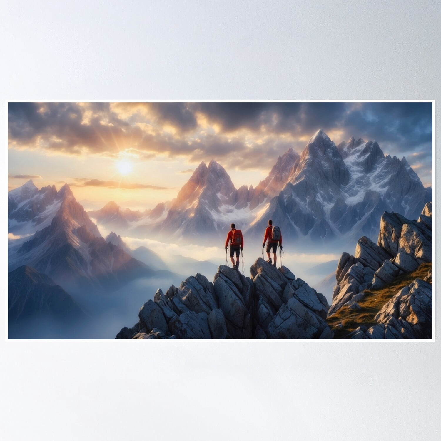 Bloom Theory Two People On The Mountain Peak. Amazing Scene With ...