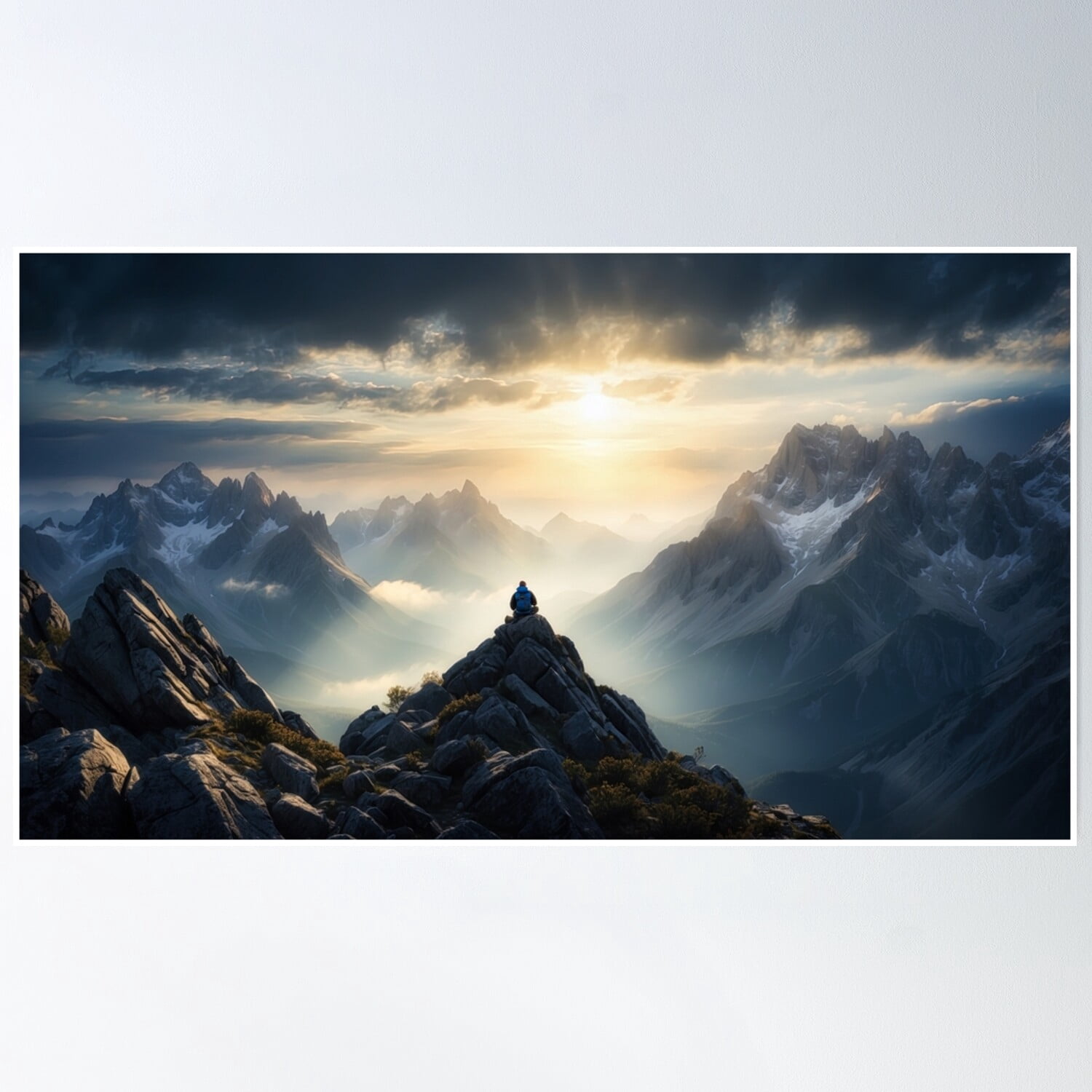 Bloom Theory Two People On The Mountain Peak. Amazing Scene With ...