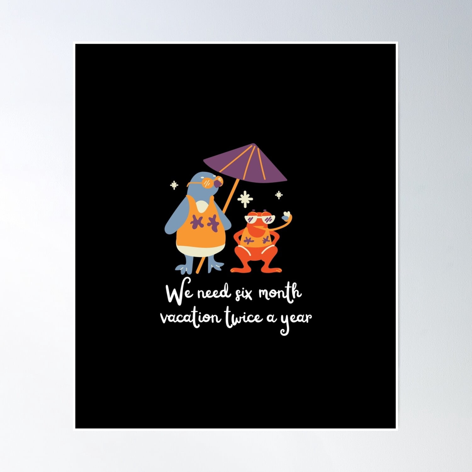 Bloom Theory Vacation Dream Of Penguin And Frog Poster Wall Art, Modern ...