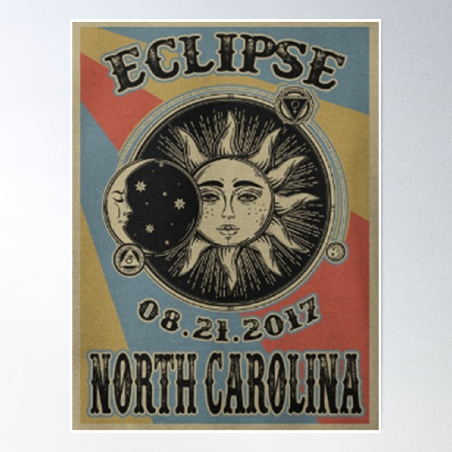 Bloom Theory Vintage Solar Eclipse North Carolina 2017 Poster Wall Art ...