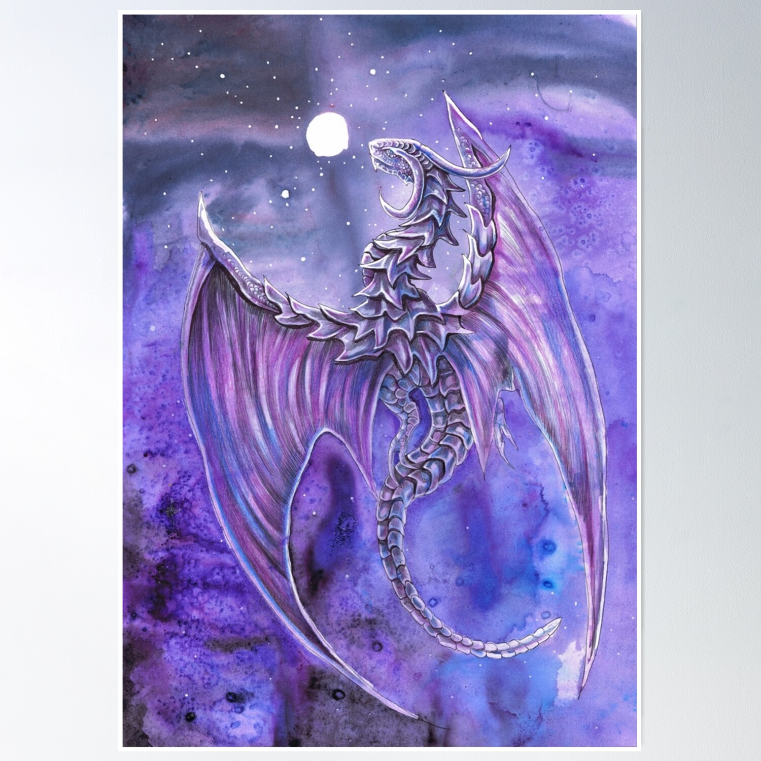 Bloom Theory Violet Dragon Poster Wall Art, Modern Wall Decor, 8x12 ...