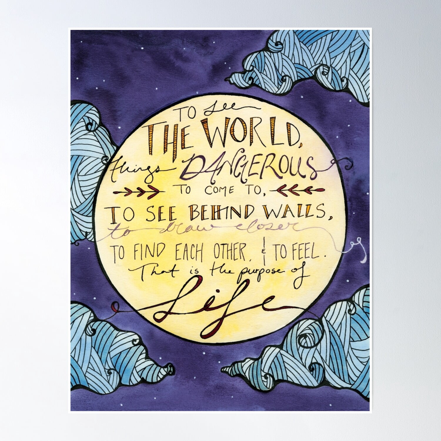 Bloom Theory Walter Mitty Quote Poster Wall Art, Modern Wall Decor ...