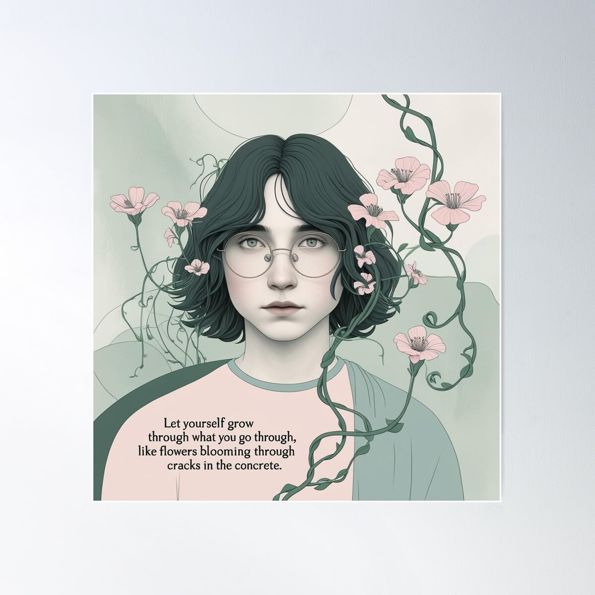 Bloom Through Adversity Â€“ Floral Growth Art Poster Wall Art, Modern ...