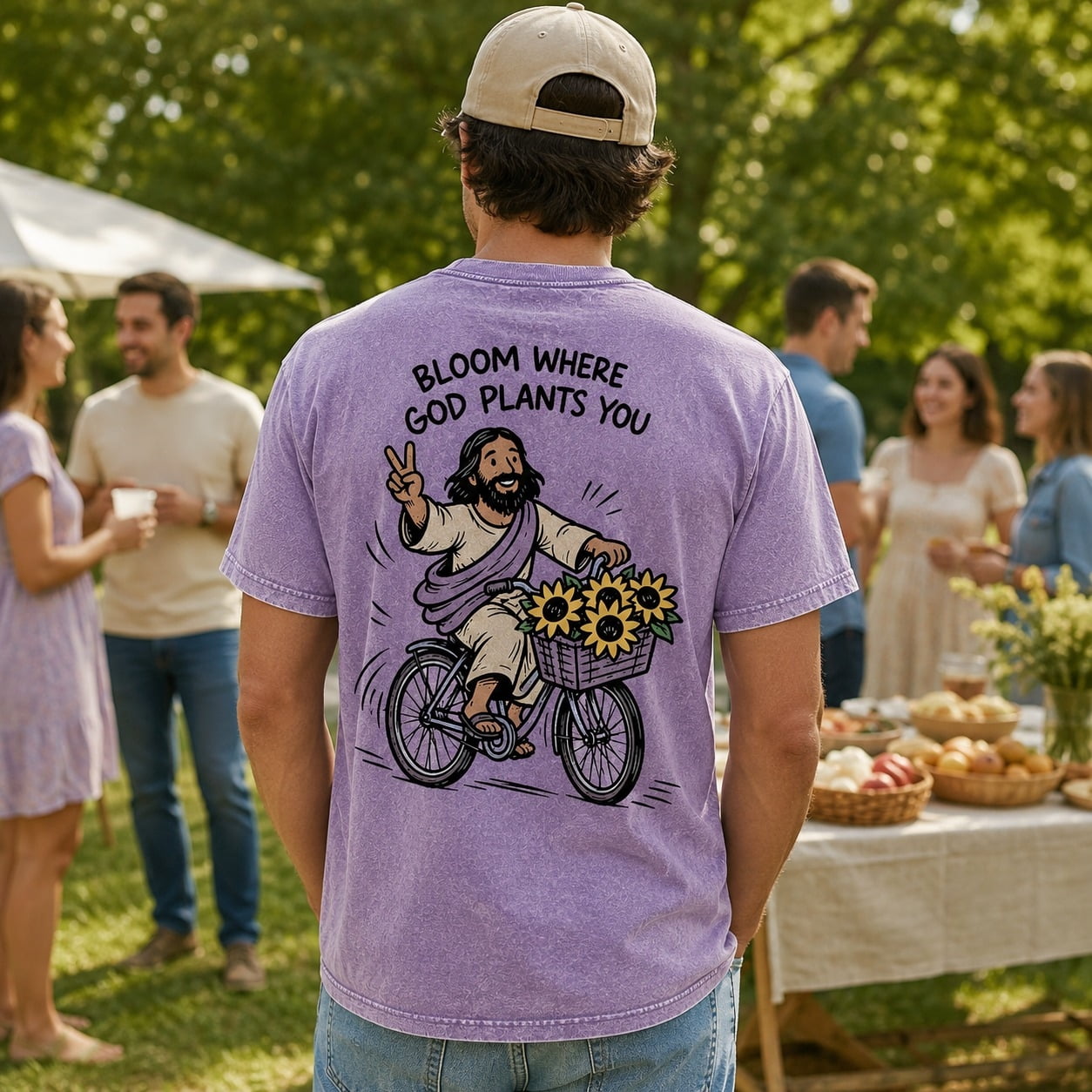 Bloom Where God Plants You Jesus Bicycle Graphic T-Shirt, Retro ...