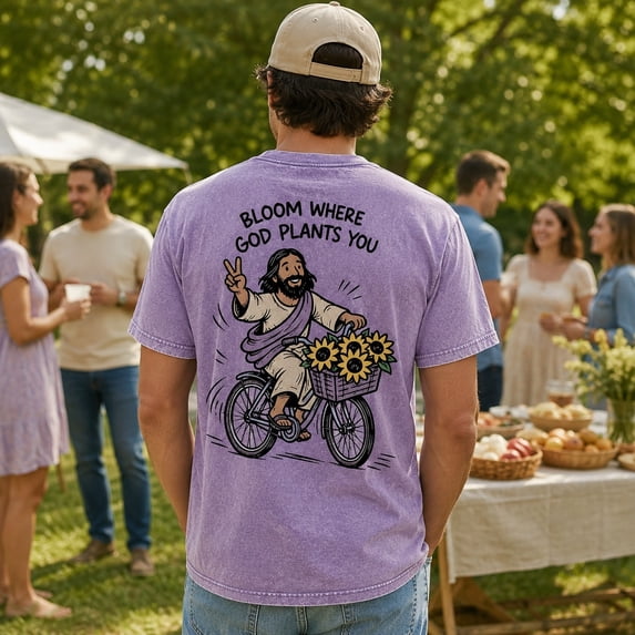 Bloom Where God Plants You Jesus Bicycle Graphic T-Shirt, Retro ...