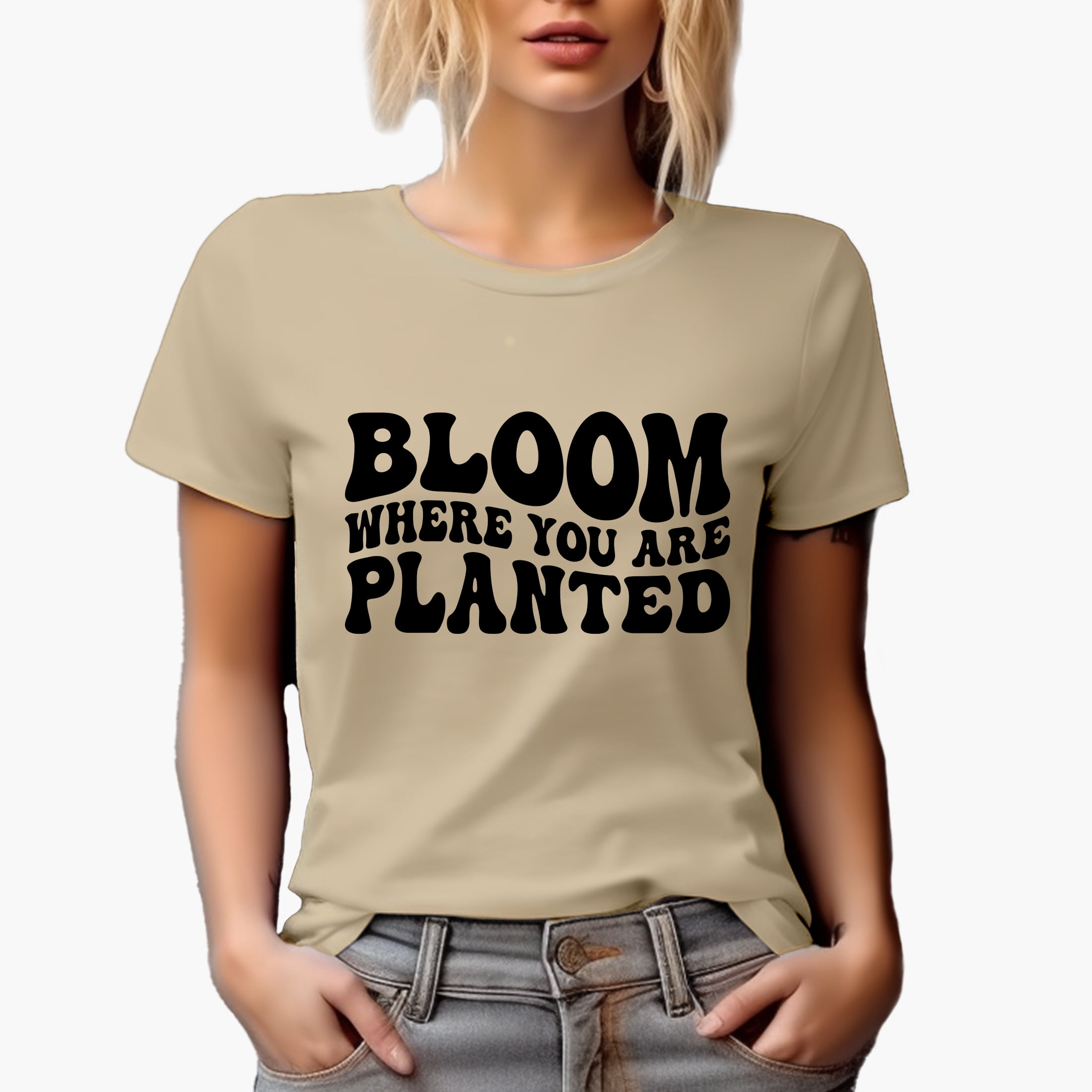 Bloom Where You Are Planted, Inspirational Quote, Groovy Retro Wavy ...
