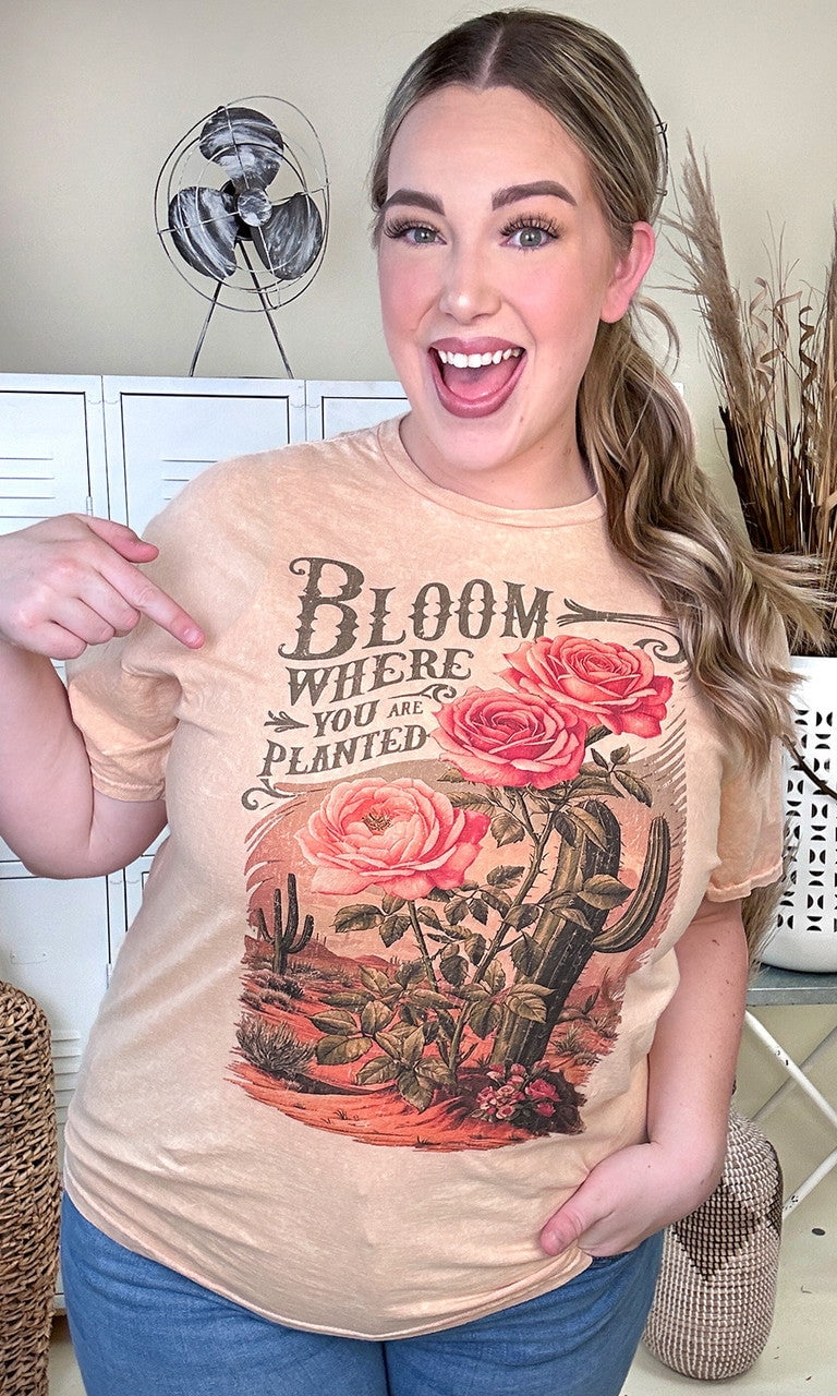 Bloom Where You Were Planted Christian Mineral Washed Graphic Unisex T-Shirt Tee Sweatshir ...