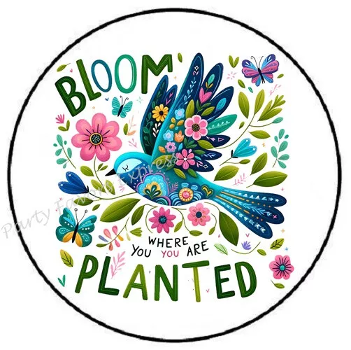 Bloom Where You Are Planted Bird Sticker Party Favors Sticker Envelope ...