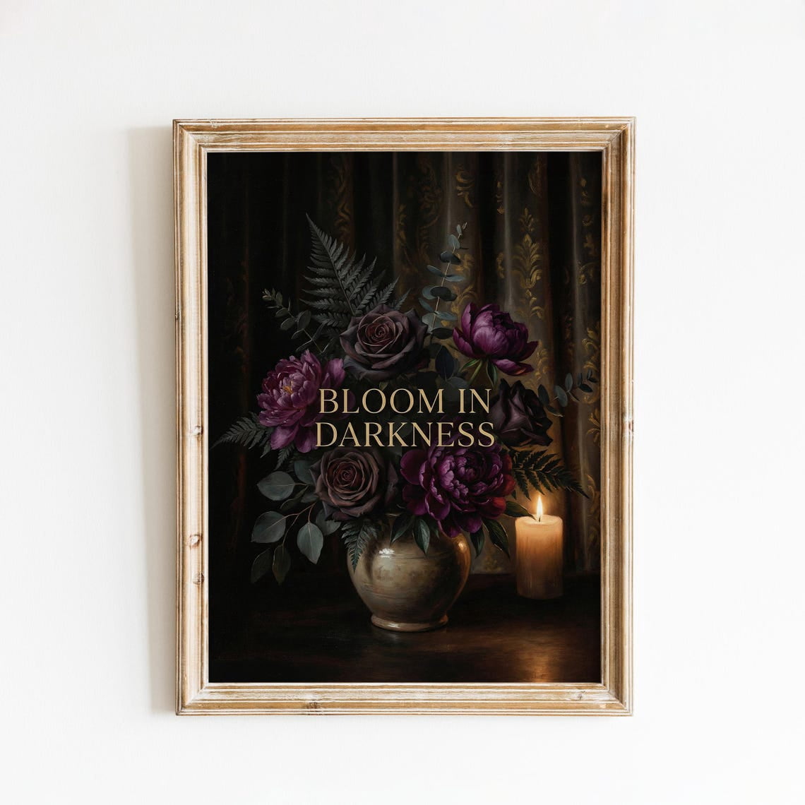 Bloom in Darkness Quote Dark Floral Vintage, Stretched Canvas - Walmart.com