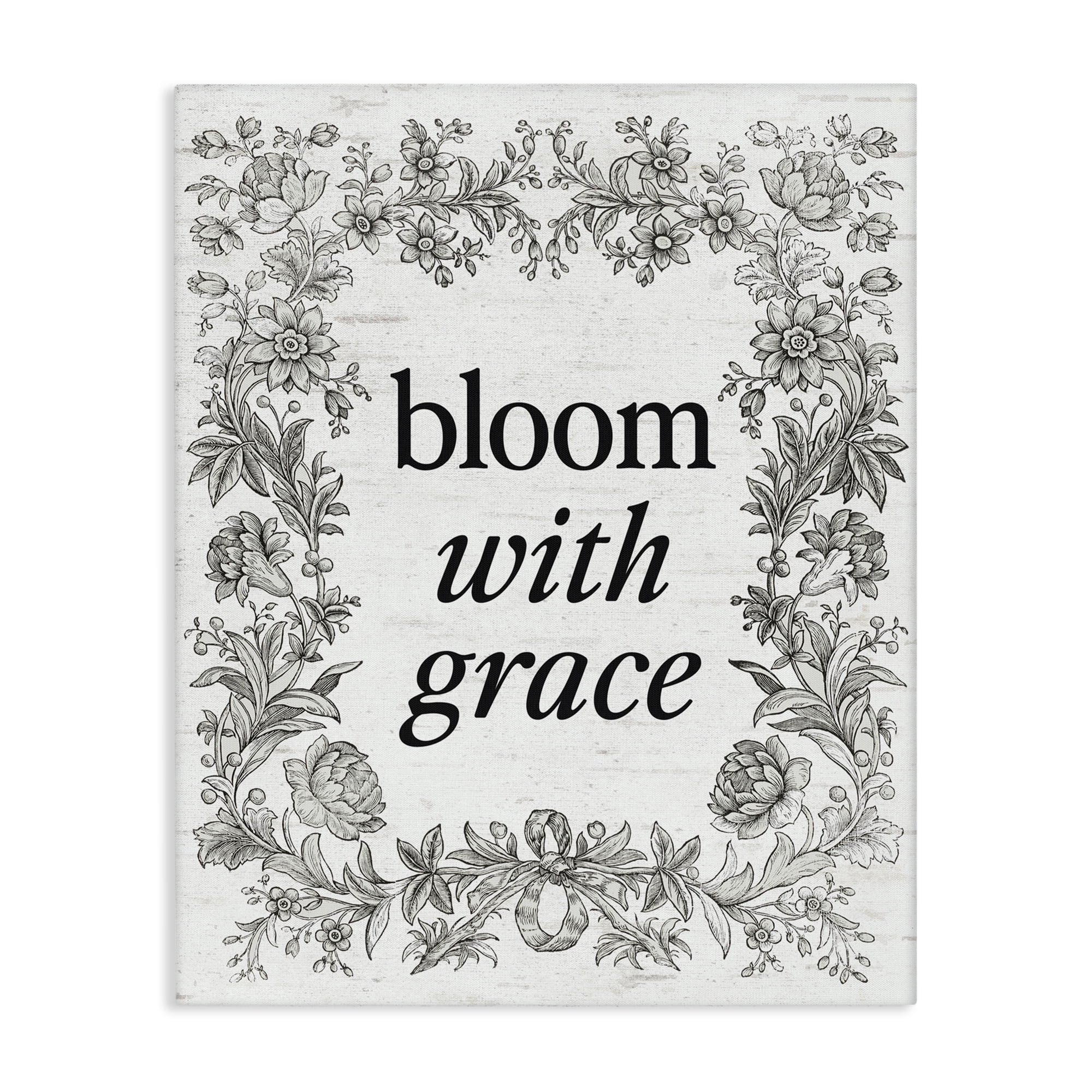 Stupell Industries Bloom with Grace Vintage Border Canvas Wall Art ...