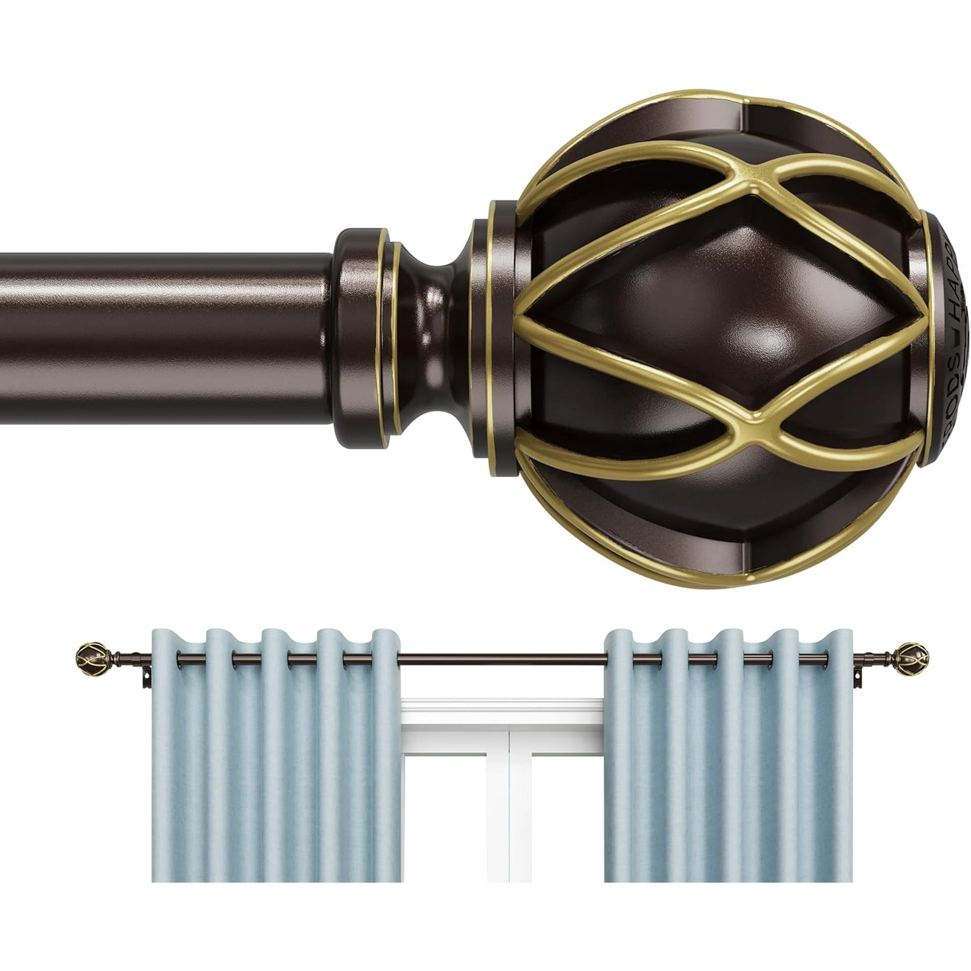 BloomFlower Curtain Rods 18-179 inch, for Window 170 Inch, Adjustable ...