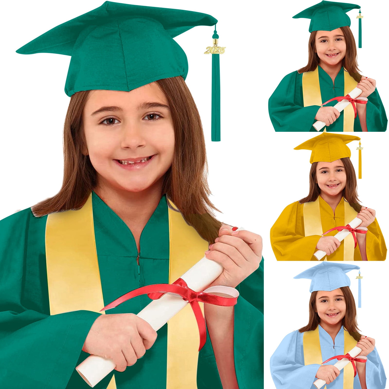 BloomJoy 2-12T Child Graduation Cap, Gown,Shawl, Tassel and 2025 Charm ...