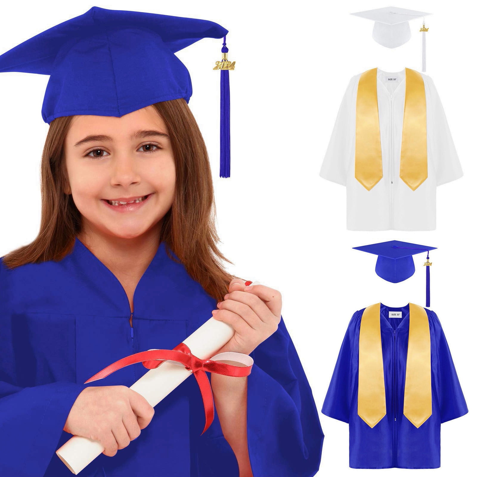 BloomJoy 4-14T Preschool Graduation Cap and Gown Set Kindergarten Grad ...