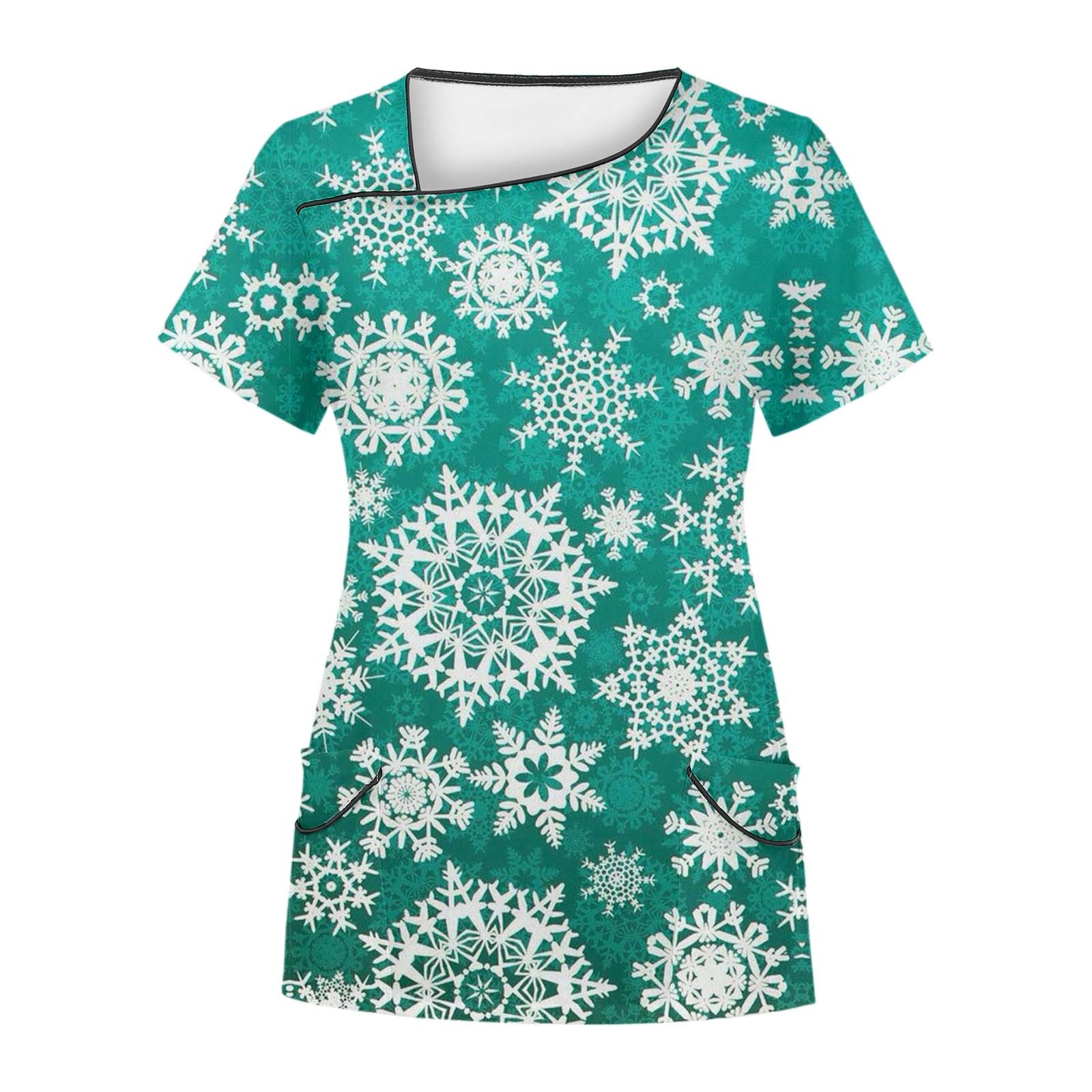 BloomJoy Scrubs for Women Christmas Pattern Women's Short Sleeve ...