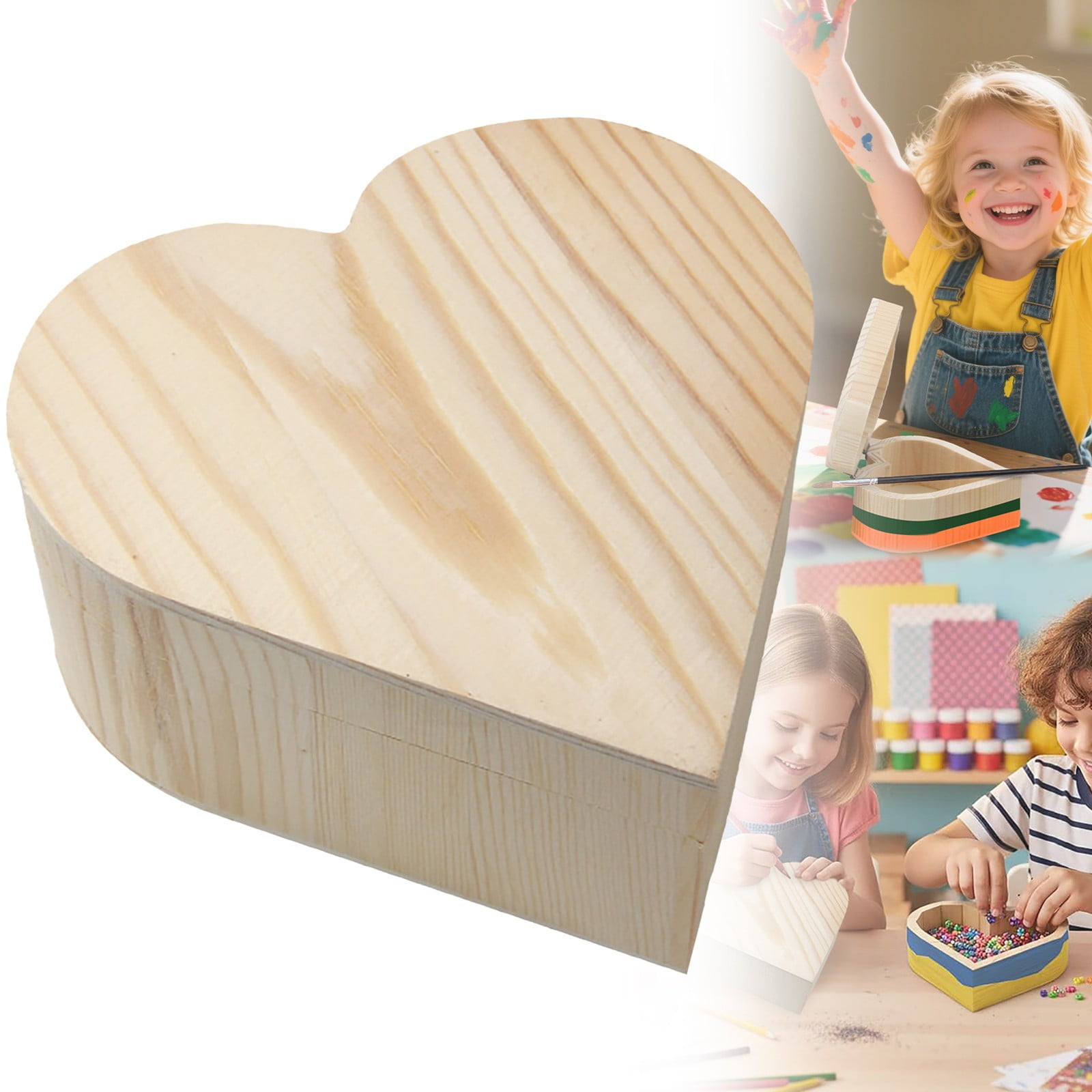 BloomLoom 1Pc Love Heart Wooden Box, Heart-Shaped Box Pine Storage Box ...