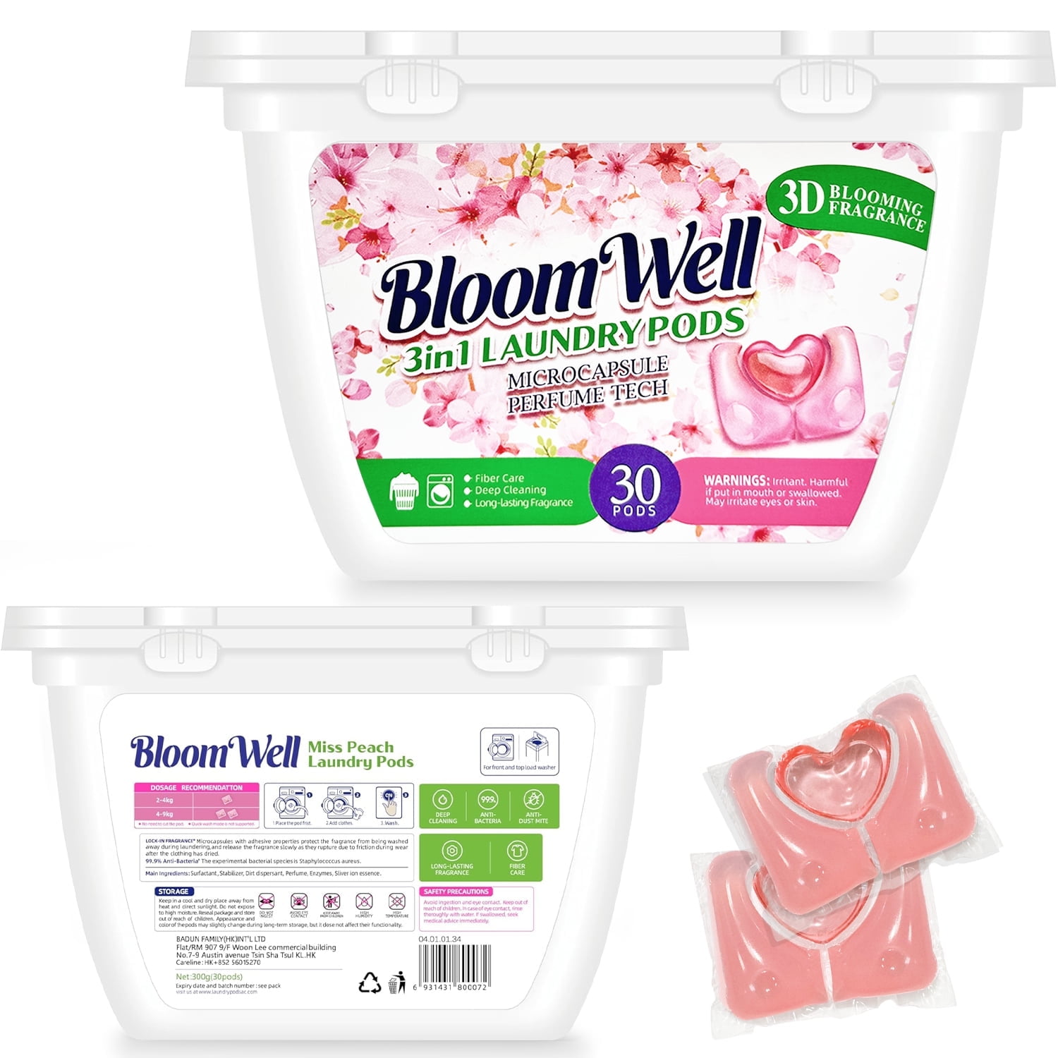 BloomWell 30 Count Fresh Scented Detergent pods, Premium Laundry ...