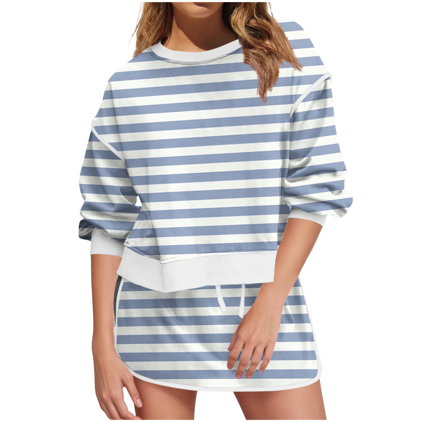 Bloomae 2 Piece Striped Sets for Women Casual Tracksuit Long Sleeve ...