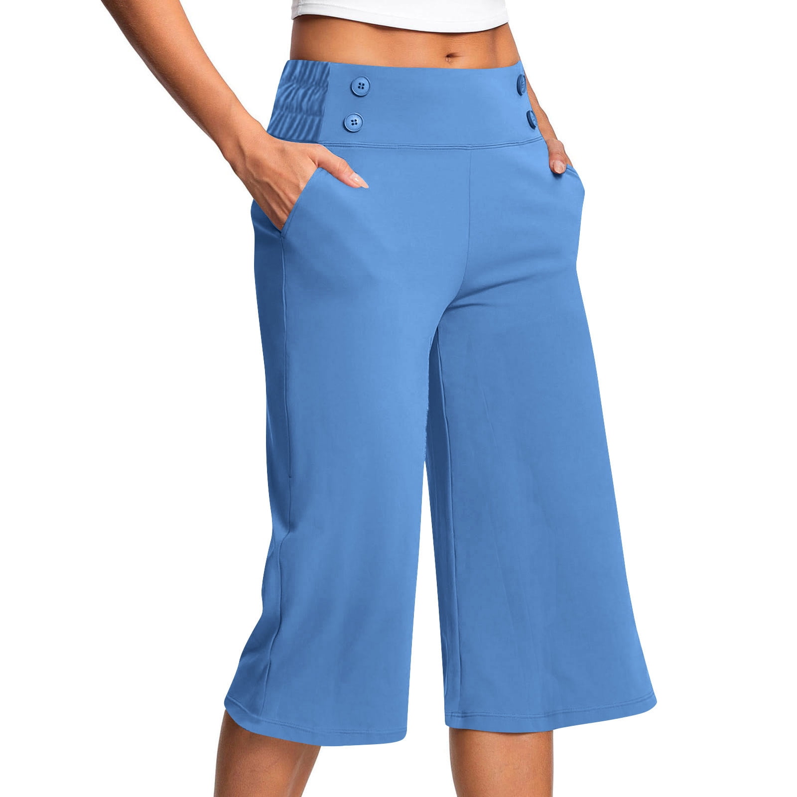 Bloomae Capri Pants for Women Stretch High Waisted Crop Office Work ...