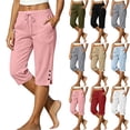 Bloomae Casual Capri Pants for Women Lightweight Drawstring Elastic ...