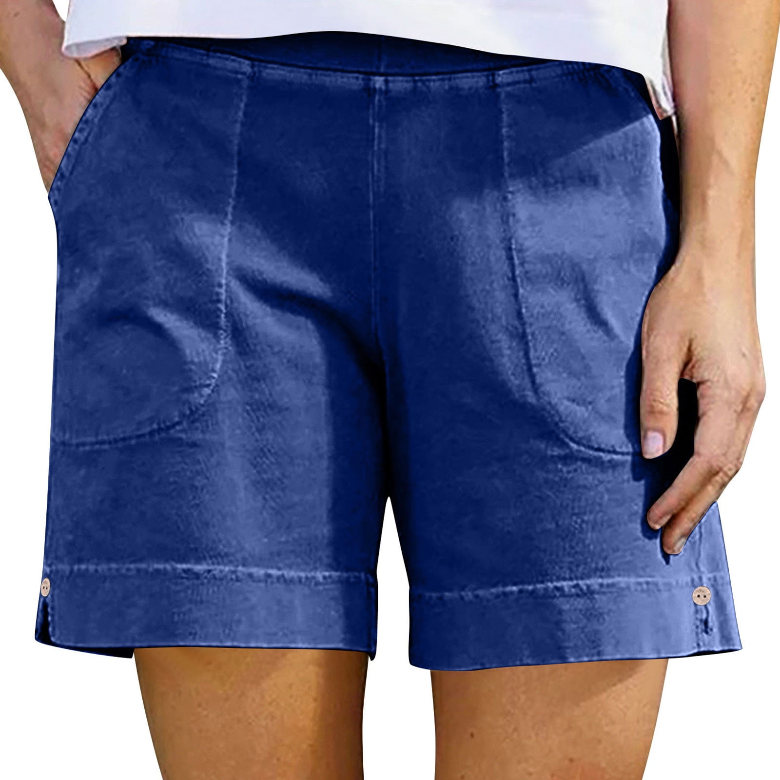 Bloomae Cotton and Linen Shorts for Women Lightweight Casual 7 Inch ...