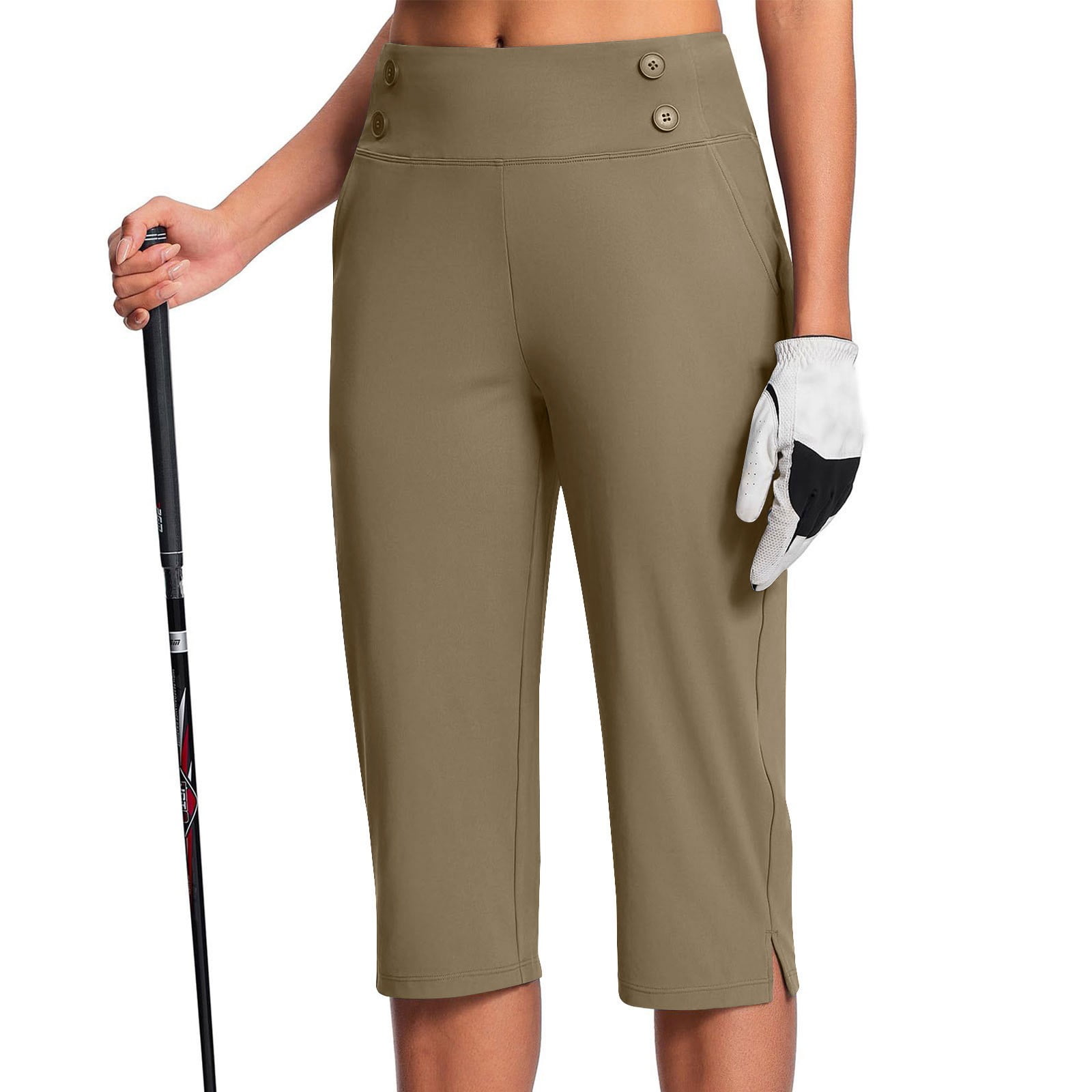 Bloomae Dressy Capri Pants for Women Work Casual Cropped Pants High ...