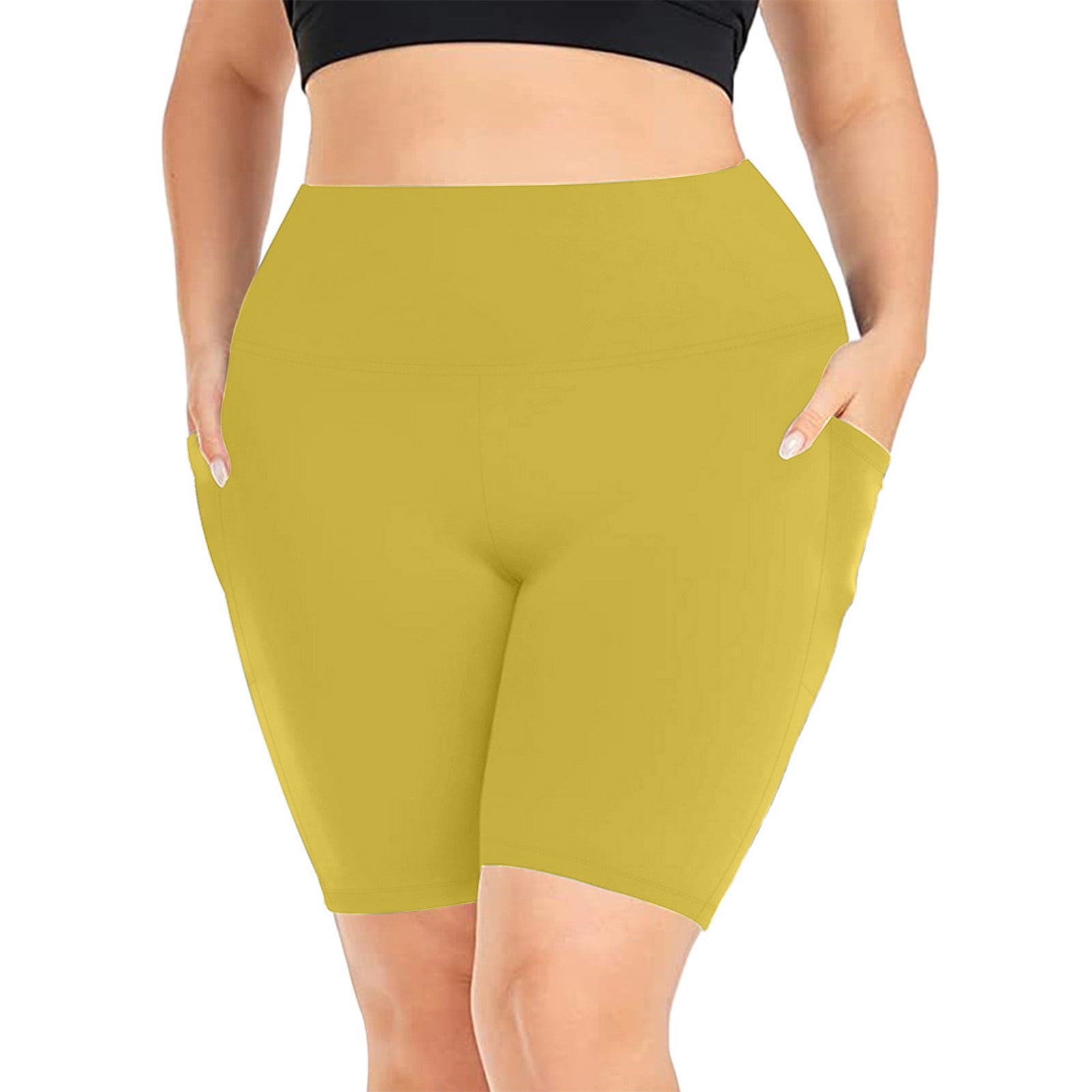 Bloomae Plus Size Women's High Waist Workout Shorts Quick Dry Stretchy ...