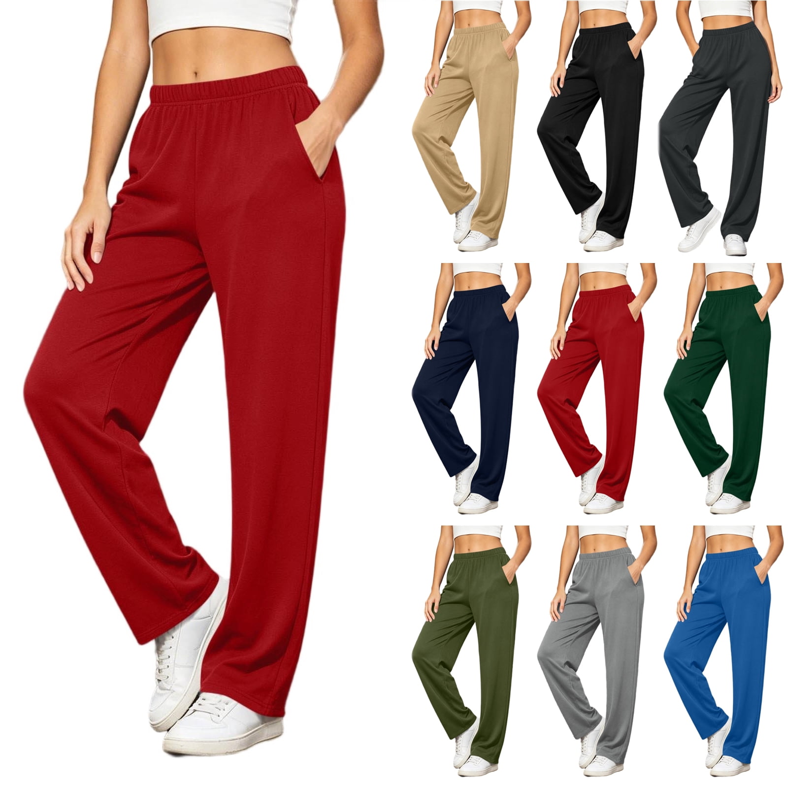 Bloomae Plus Size Women's High Waisted Wide Straight Leg Sweatpant ...
