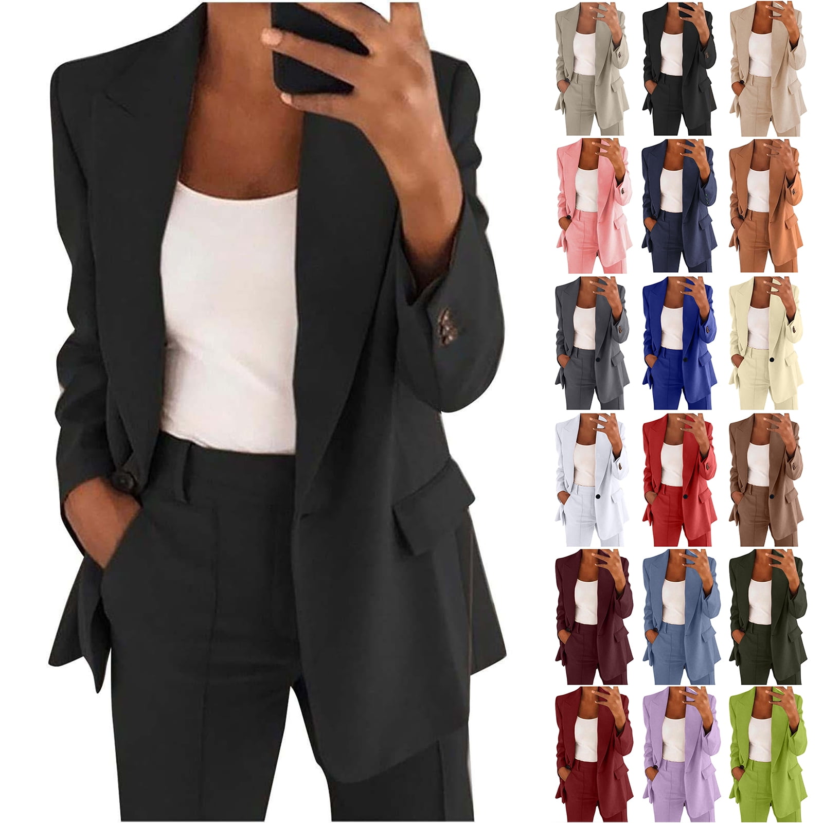 Bloomae Plus Size Women's Two Piece Sets Pants Suits Dressy Business ...