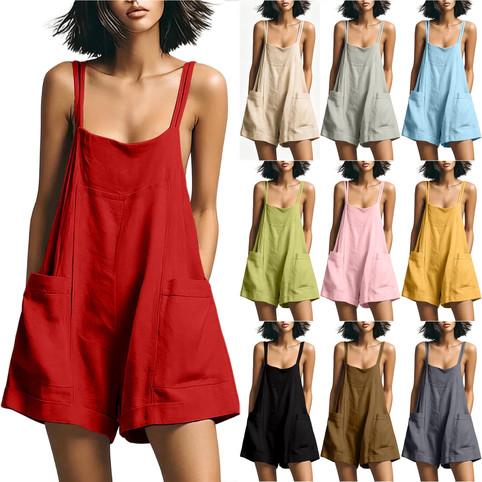 Bloomae Short Jumpsuit for Women Boho Summer Sleeveless Double ...