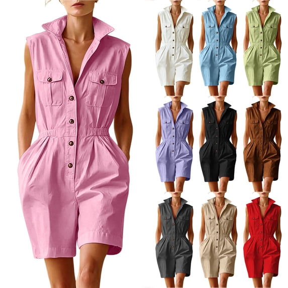 Bloomae Summer Jumpsuits for Women Shorts Overalls Formal Solid ...