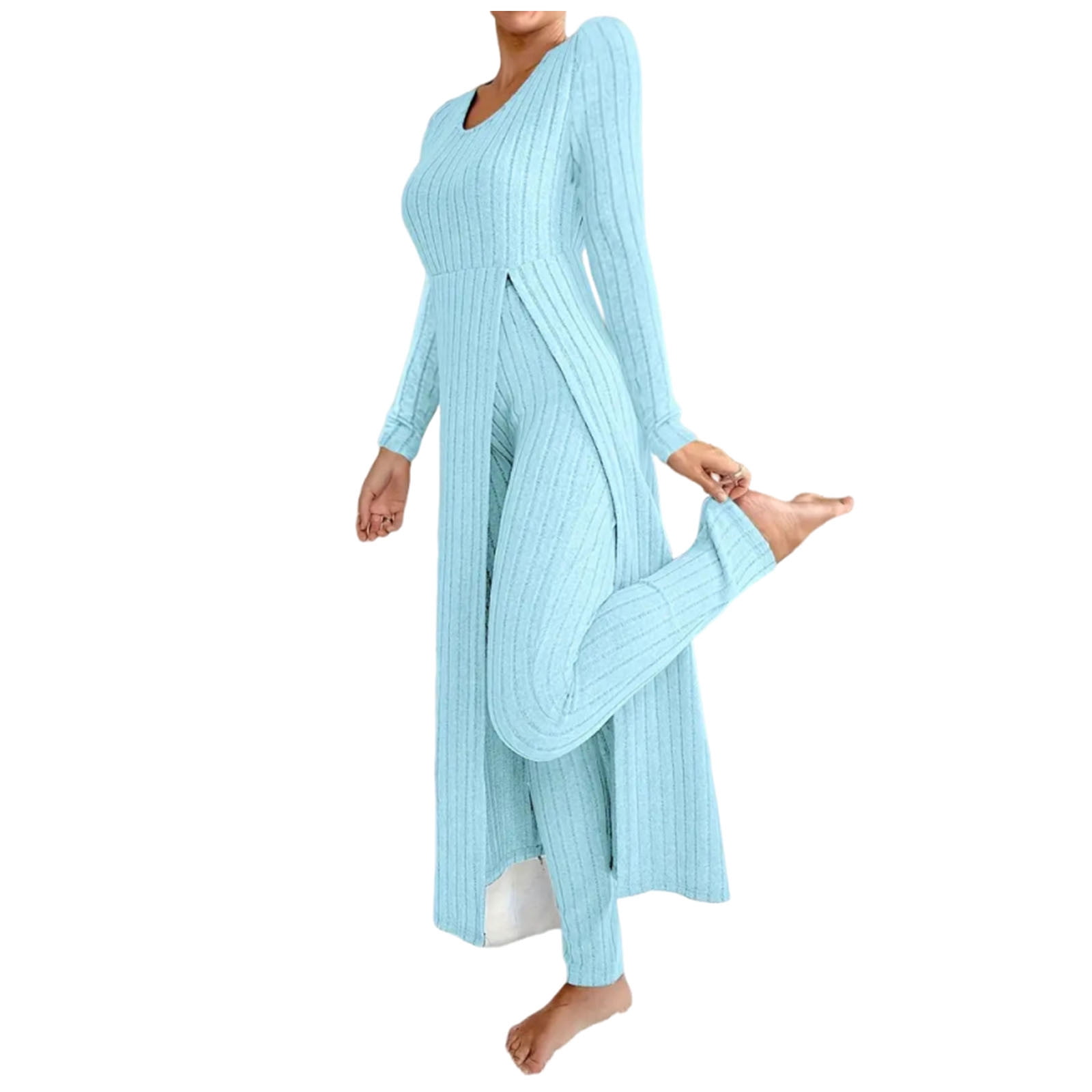 Bloomae Two Piece Knit Loungewear Sets for Women Casual Ribbed Knitted ...