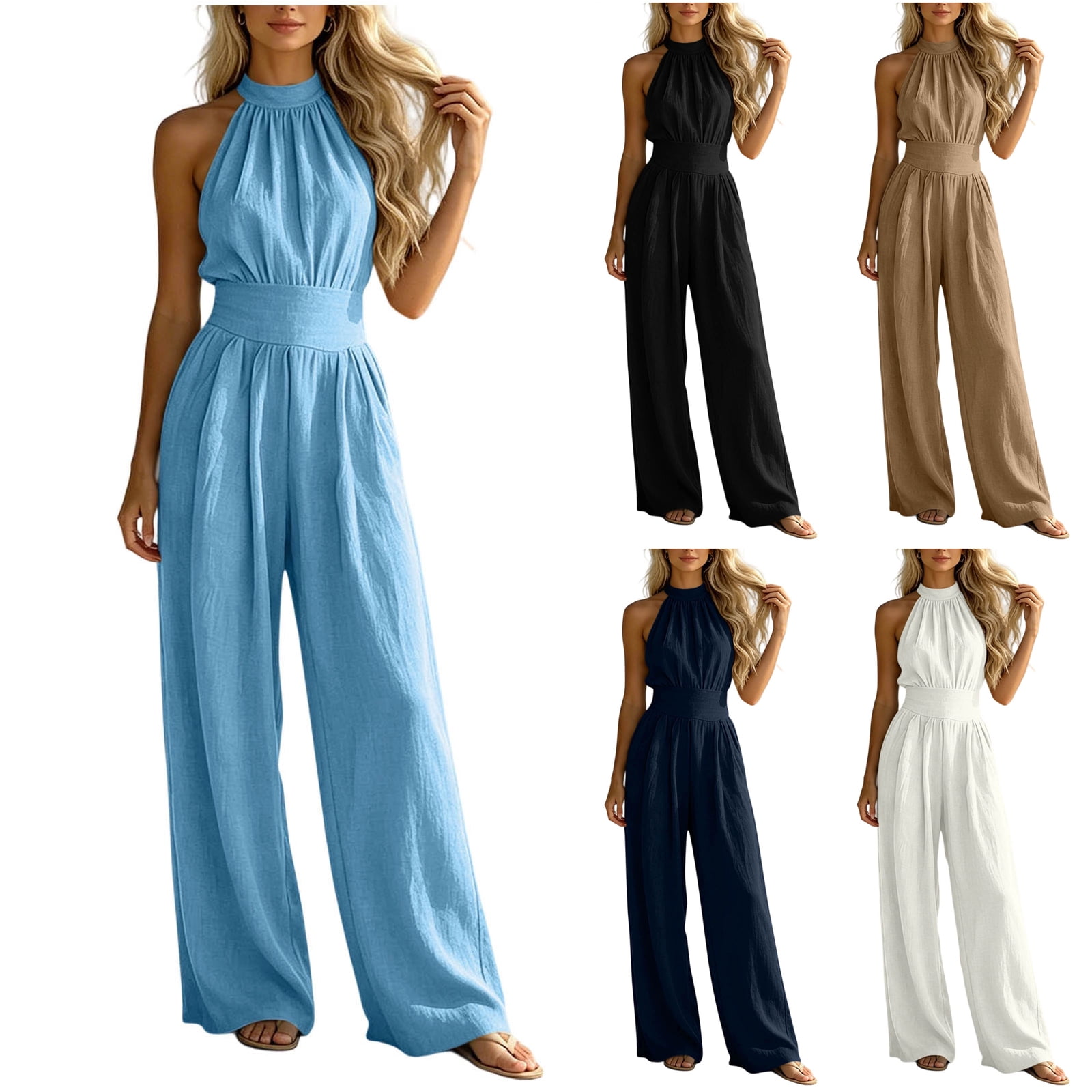 Bloomae Women Elegant Off Shoulder Halter Neck Jumpsuits Casual Club ...