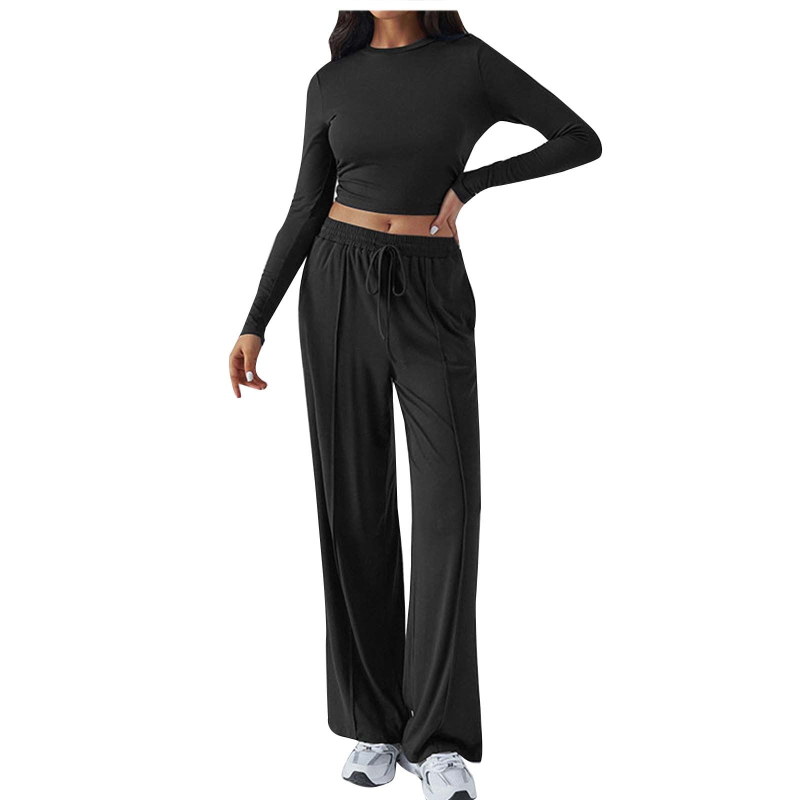 Bloomae Women's 2 Piece Matching Lounge Set Long Sleeve Slightly Basic ...