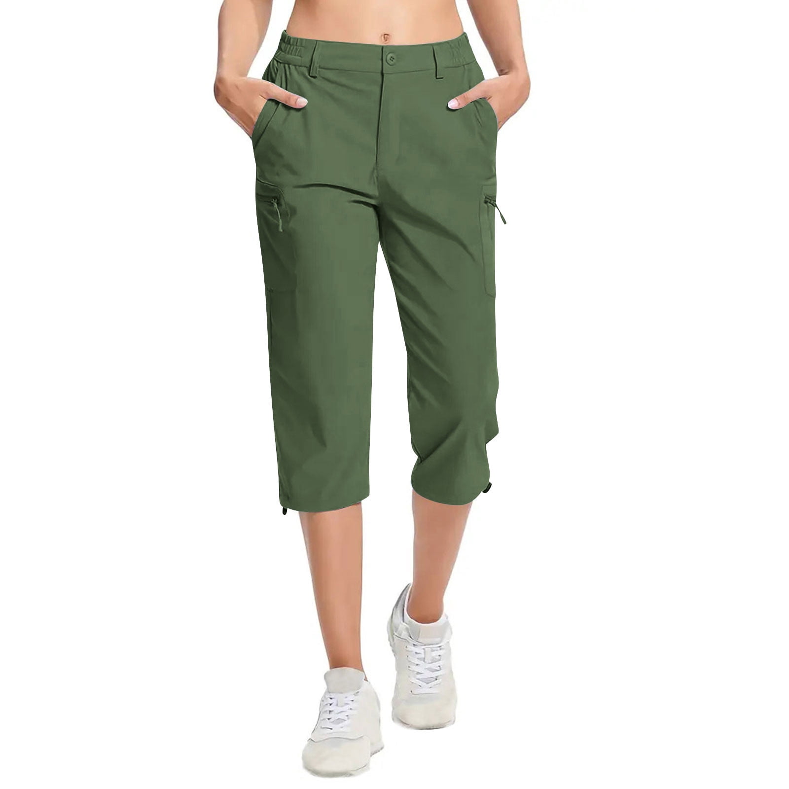 Bloomae Women's Cargo Capris Hiking Pants Lightweight Quick Dry Travel ...