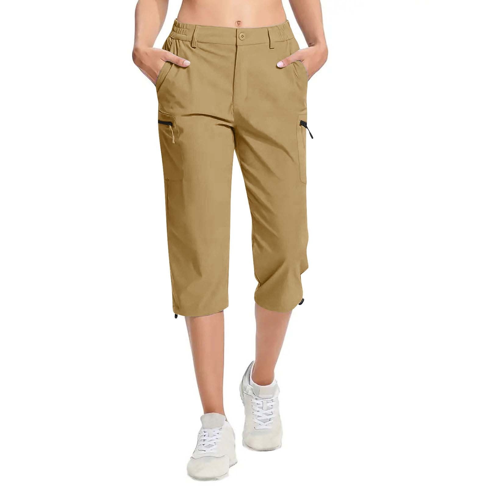 Bloomae Women's Cargo Capris Hiking Pants Lightweight Quick Dry Travel ...