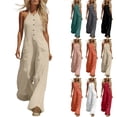 Bloomae Women's Linen Halter Neck Jumpsuit High Waist Wide Leg Rompers ...