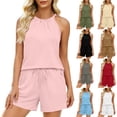 Bloomae Women's Two Piece Sets Summer Halter Neck Sleeveless Tank Tops ...