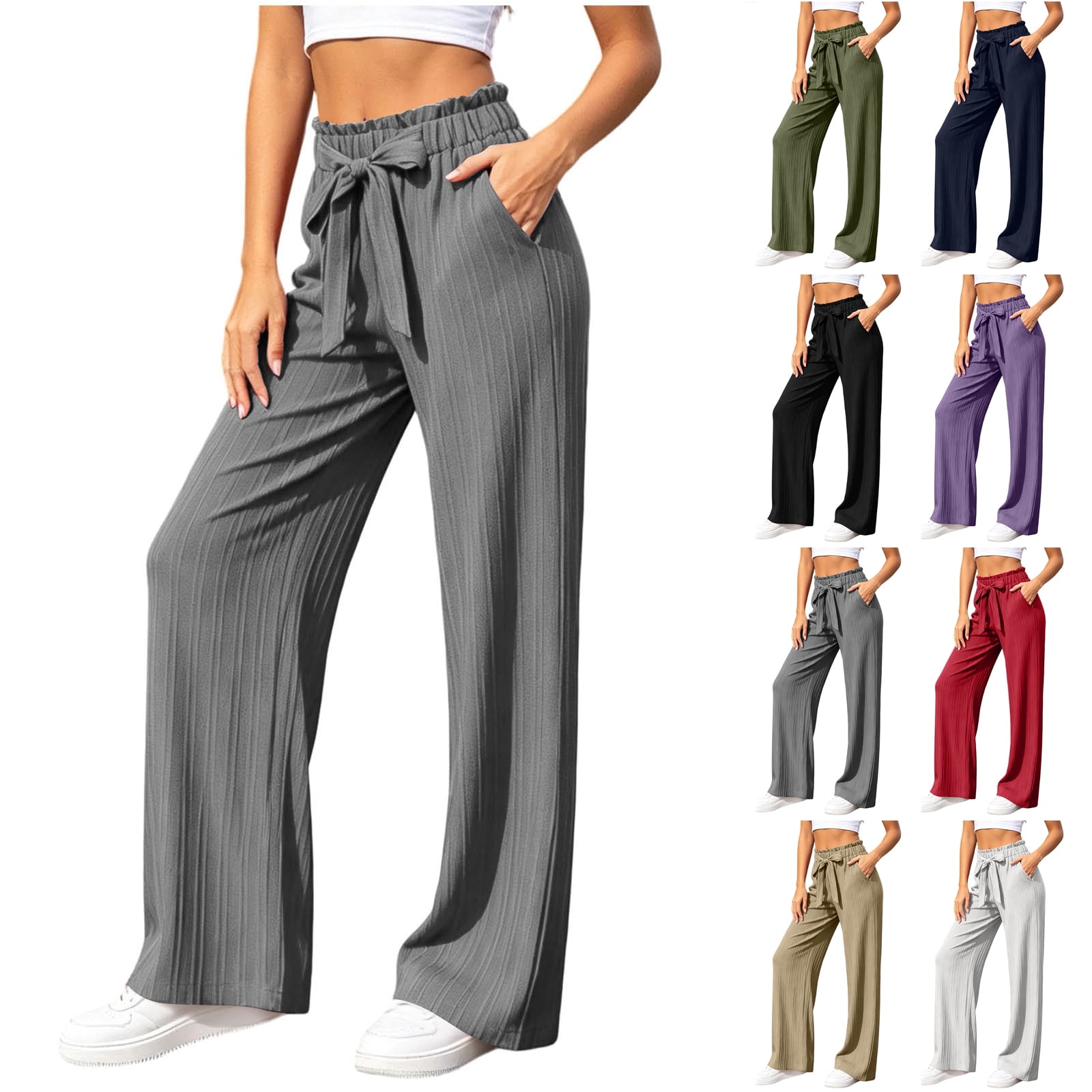 Bloomae Women's Wide Leg Lounge Pants with Pockets Lightweight Casual ...