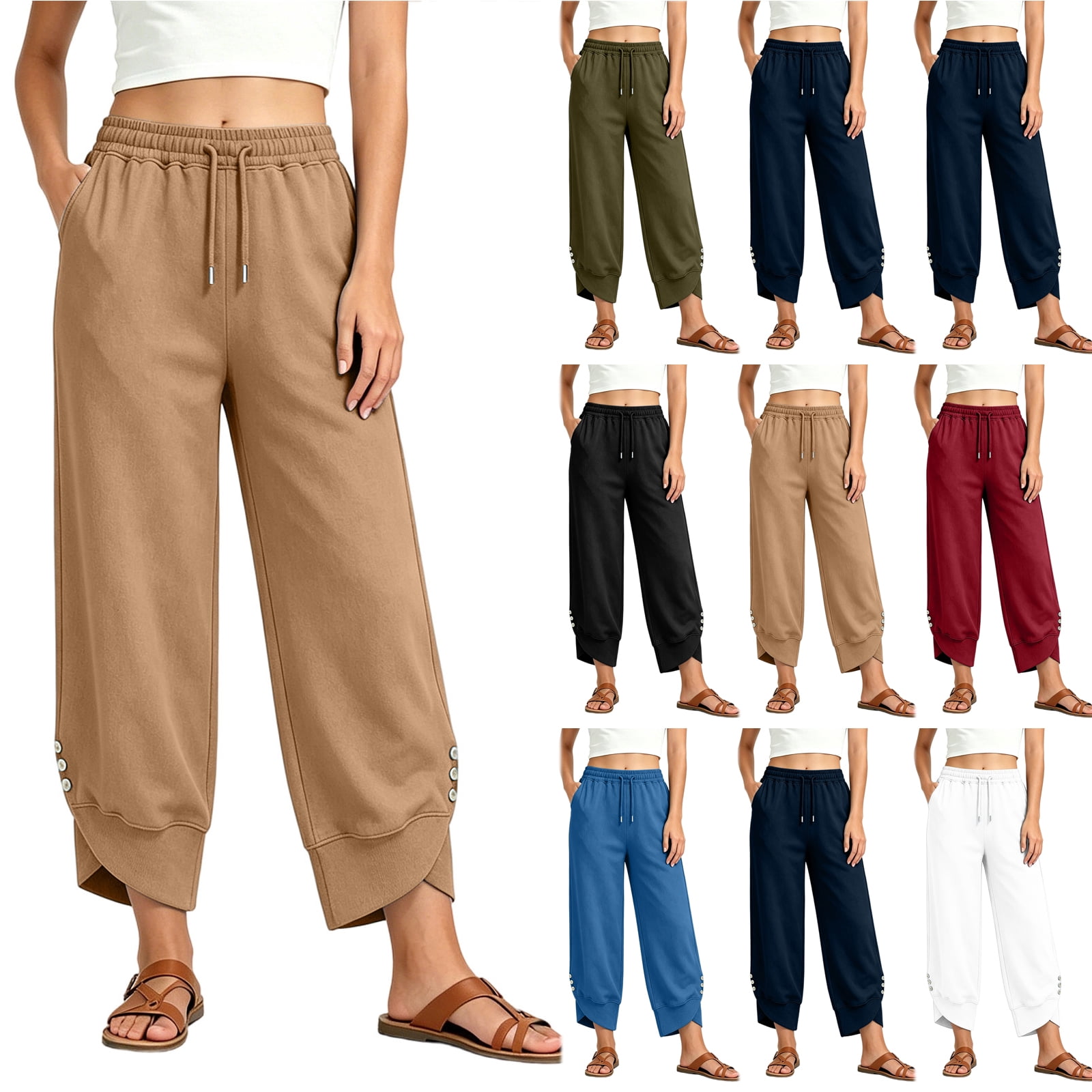 Bloomae Womens Baggy Barrel Sweatpants Casual Loose Flowy Wide Leg ...