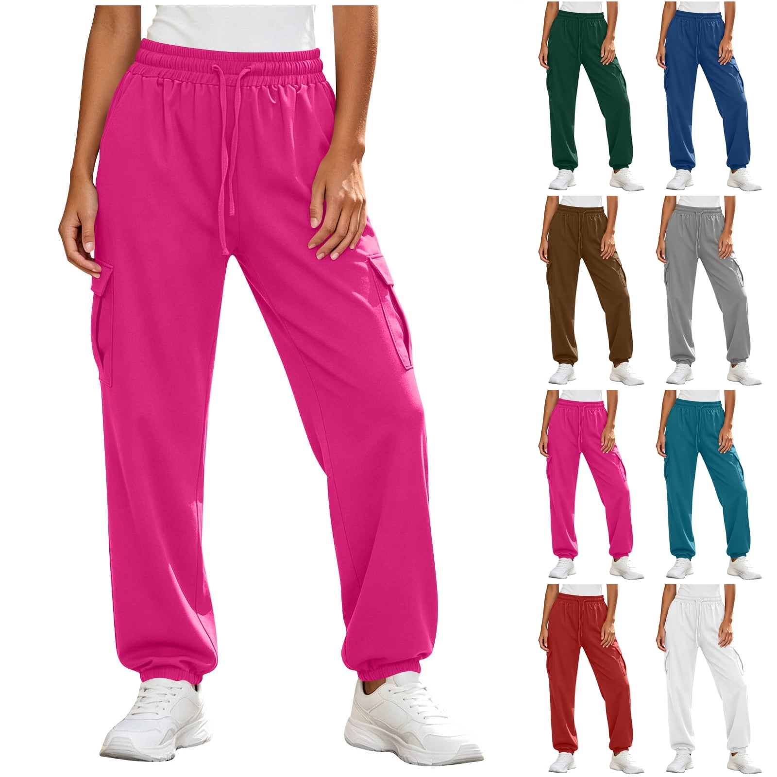Bloomae Womens Cargo Sweatpants Quick Dry Workout Gym Active Casual ...