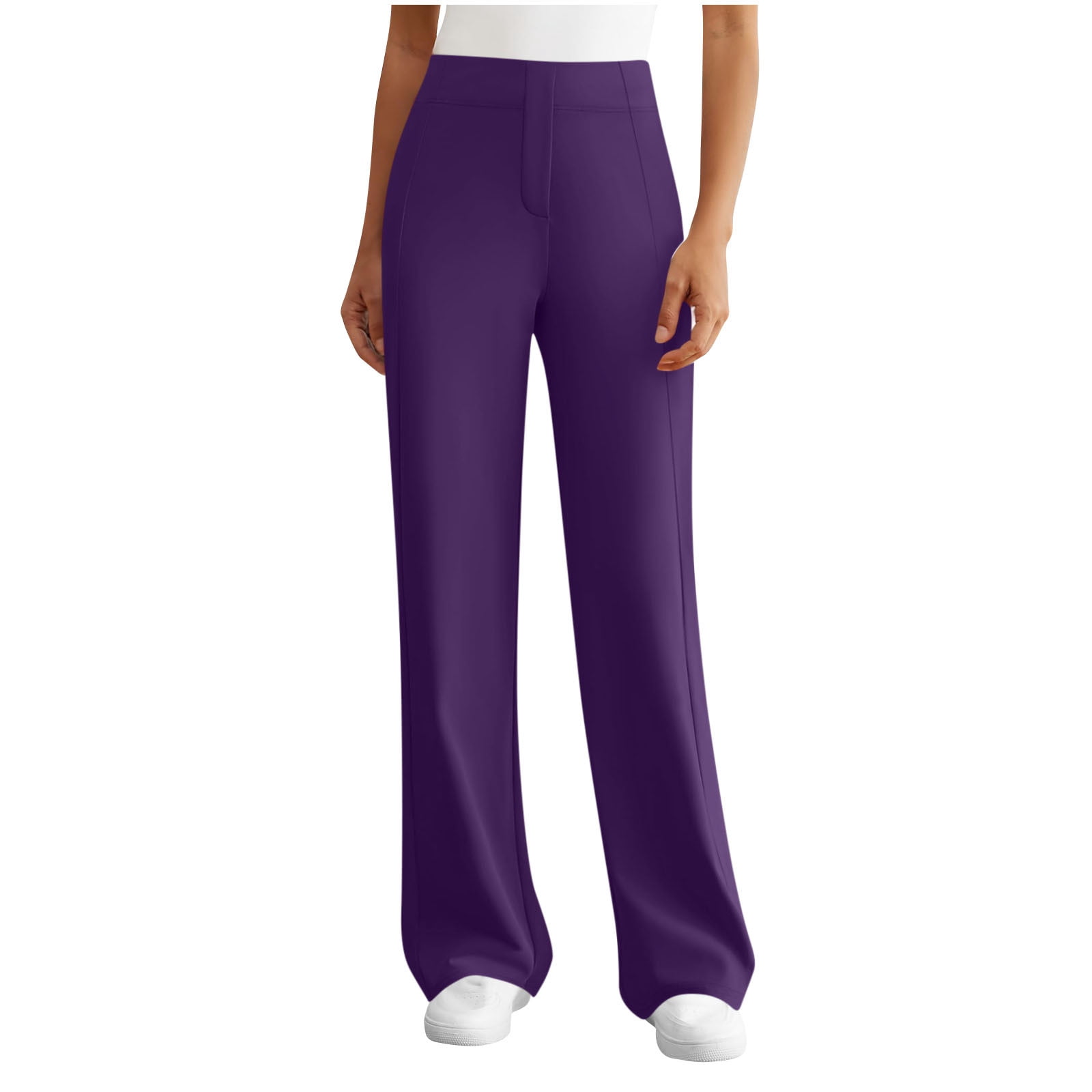 Bloomae Womens Dress Work Flare Pants Loose Wide Leg Business Casual ...