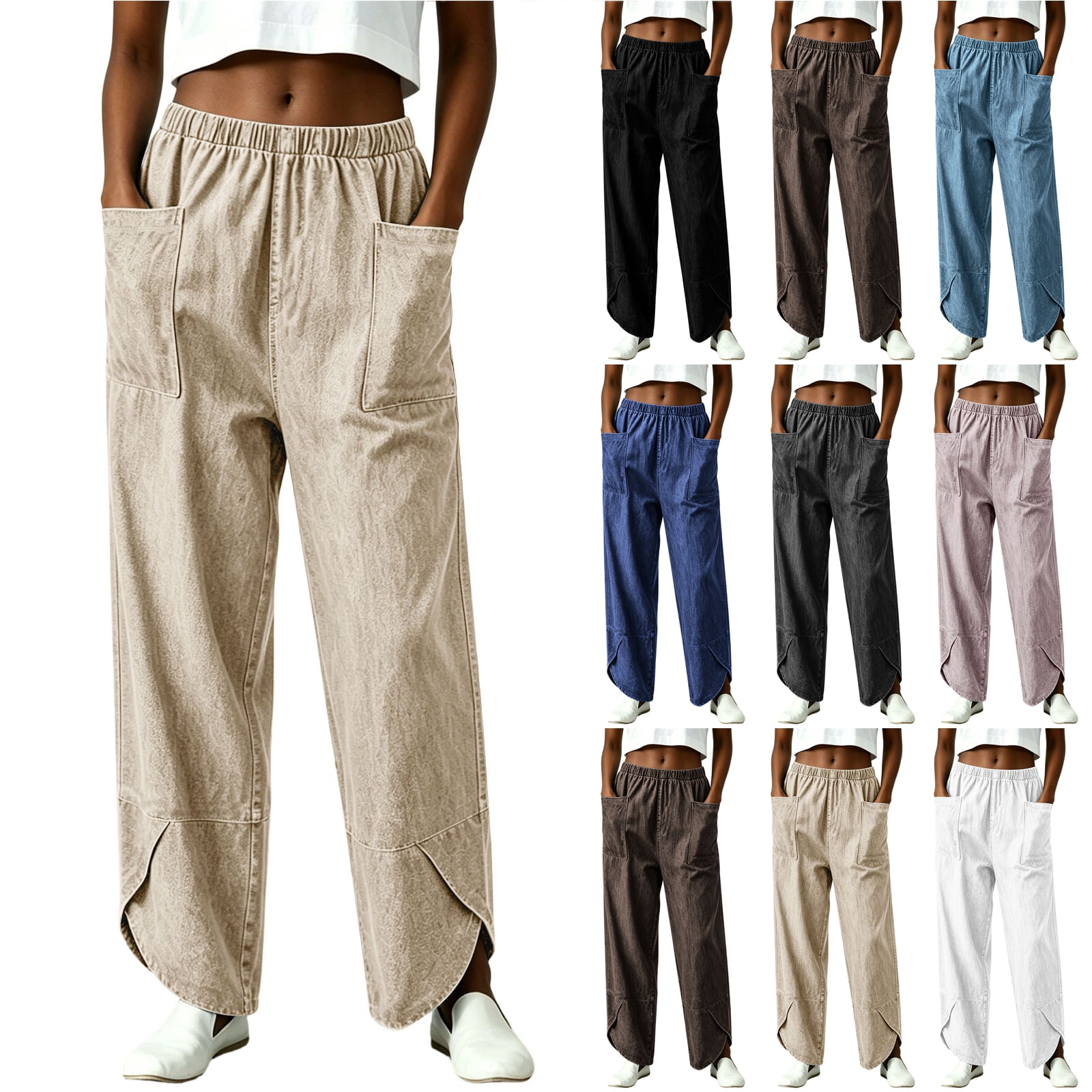 Bloomae Womens Wide Leg Sweatpants Elastic High Waist Baggy Lounge ...