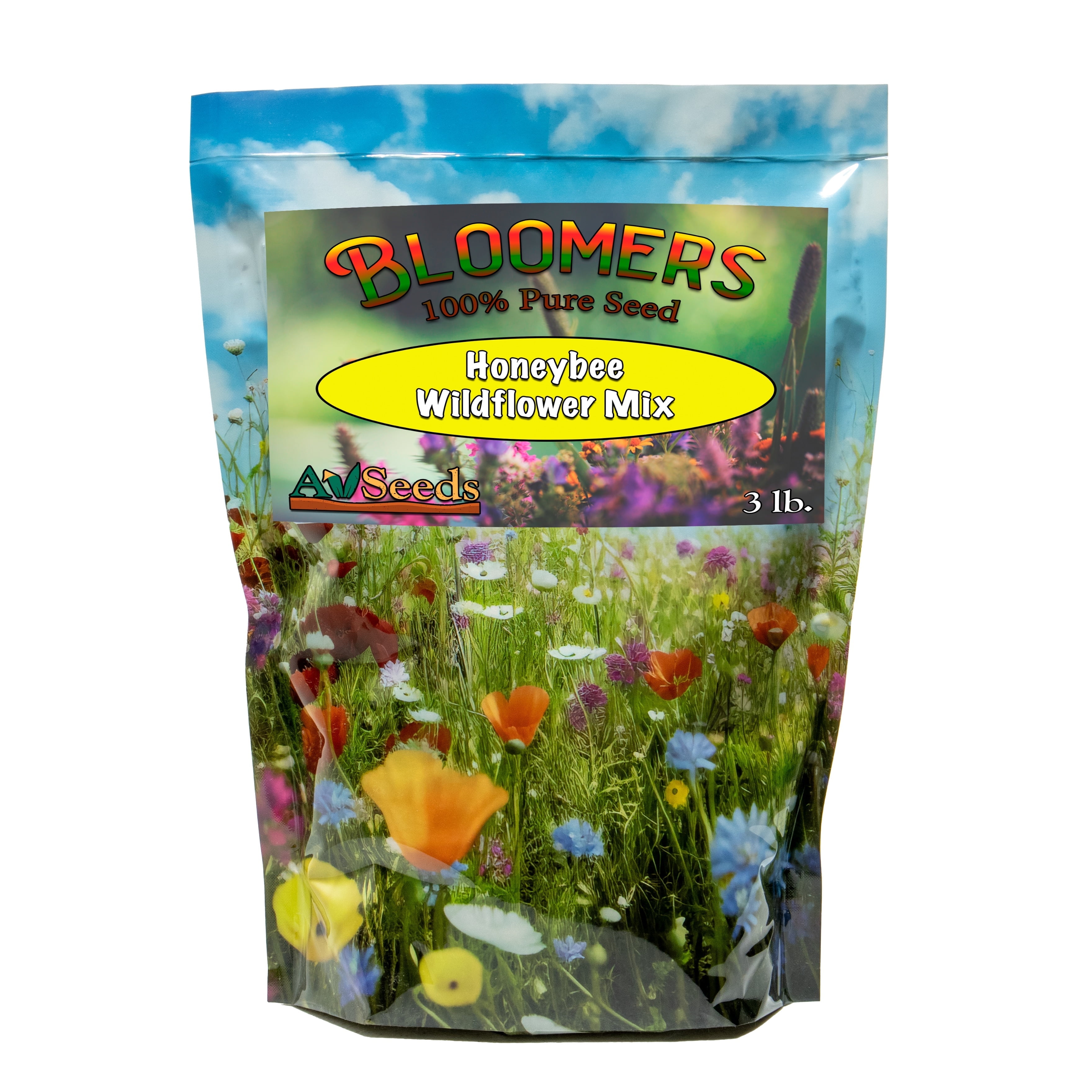 Bloomers 3LB Honeybee Wildflower Mix - 100% Pure Seed, All Season, Low ...
